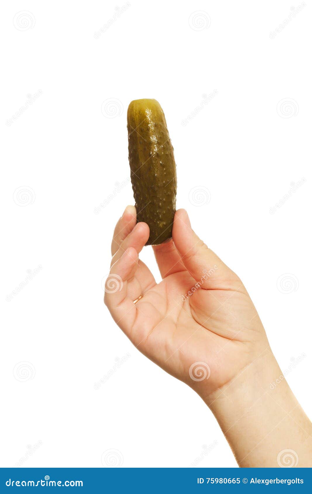 Pickled Cucumber Human Hand Isolated White Background Stock Photos ...