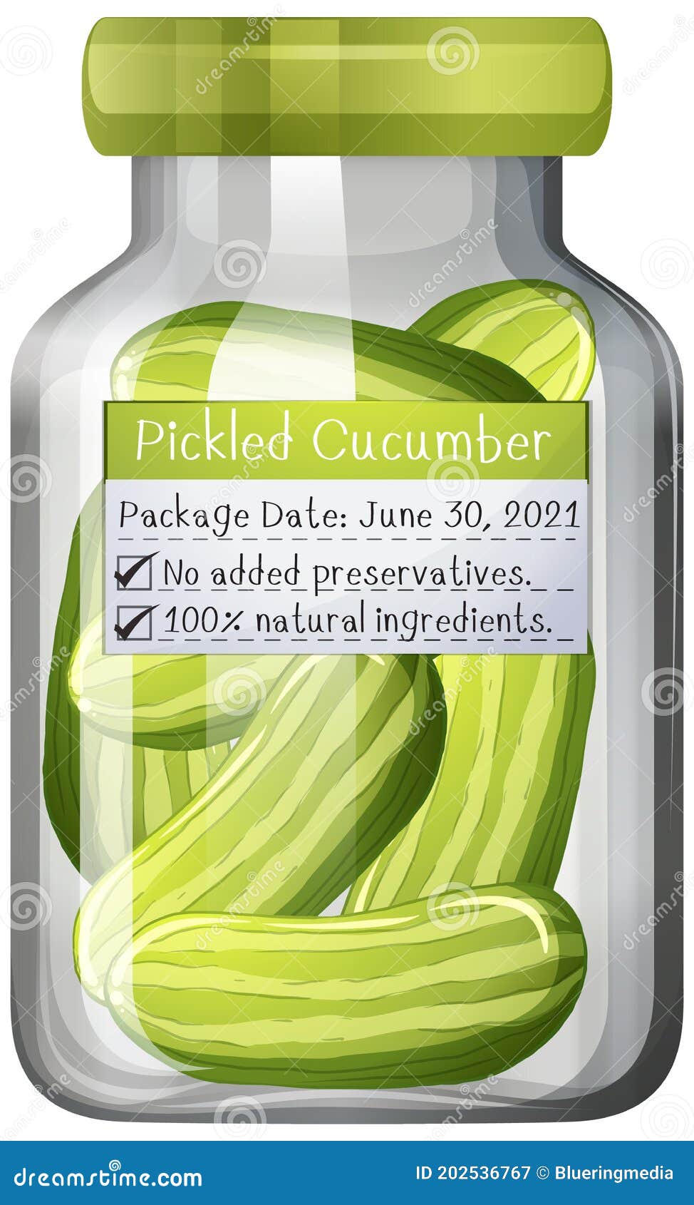 Pickled Cucumber Preserve in Glass Jar Stock Vector - Illustration of ...