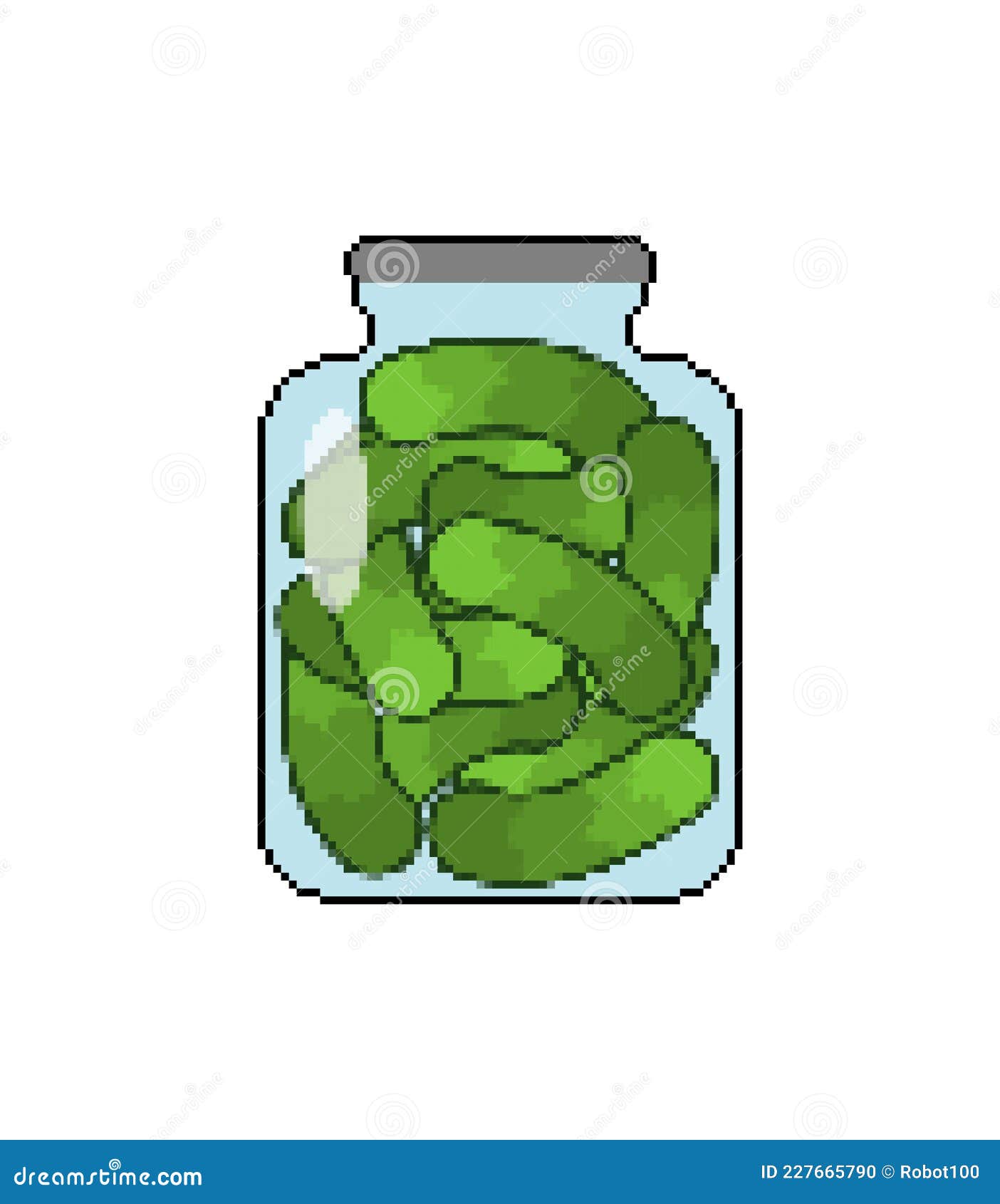 Pickled Cucumbers In Jar Pixel Art. 8 Bit Illustration | CartoonDealer ...