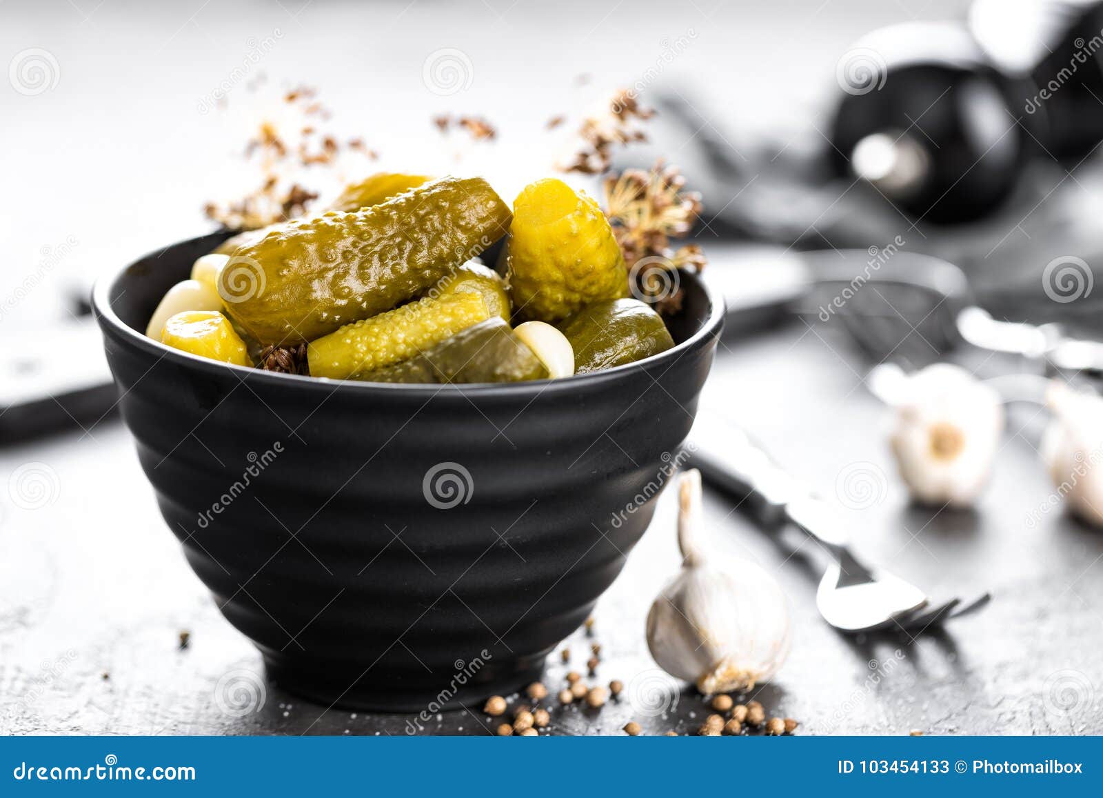 Pickled Cucumbers, Small Marinated Pickles Stock Image - Image of green ...