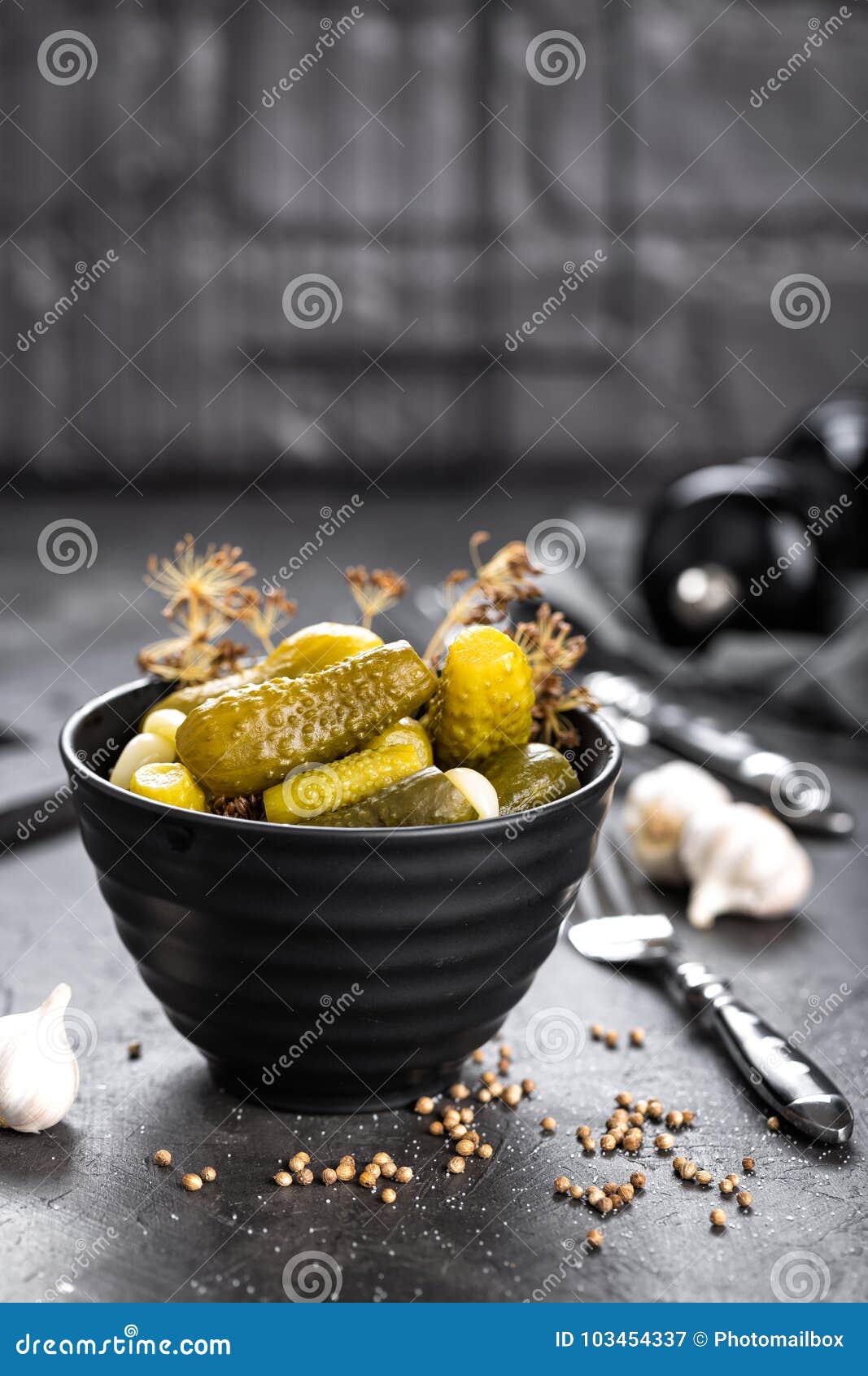 Pickled Cucumbers, Small Marinated Pickles Stock Image - Image of ...