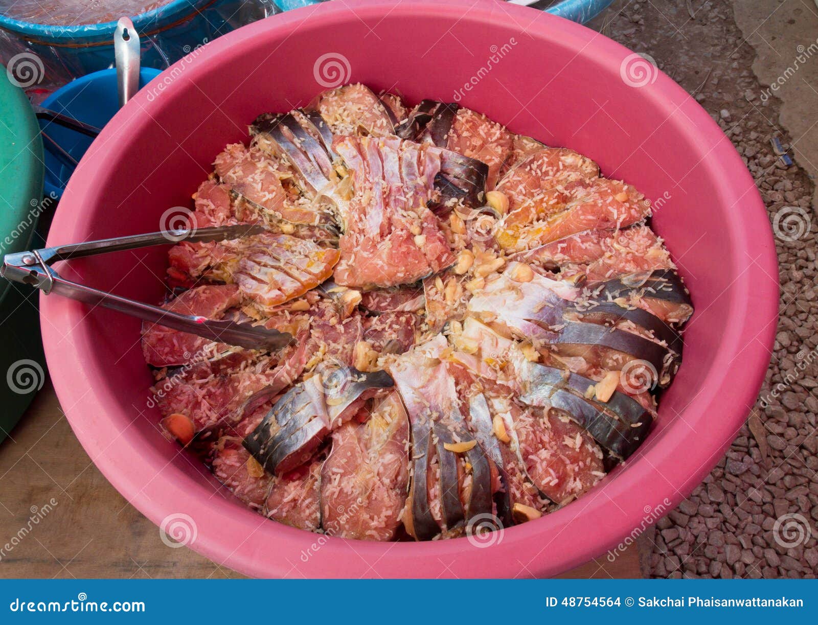 Pickled fish in the basin stock photo. Image of thai - 48754564