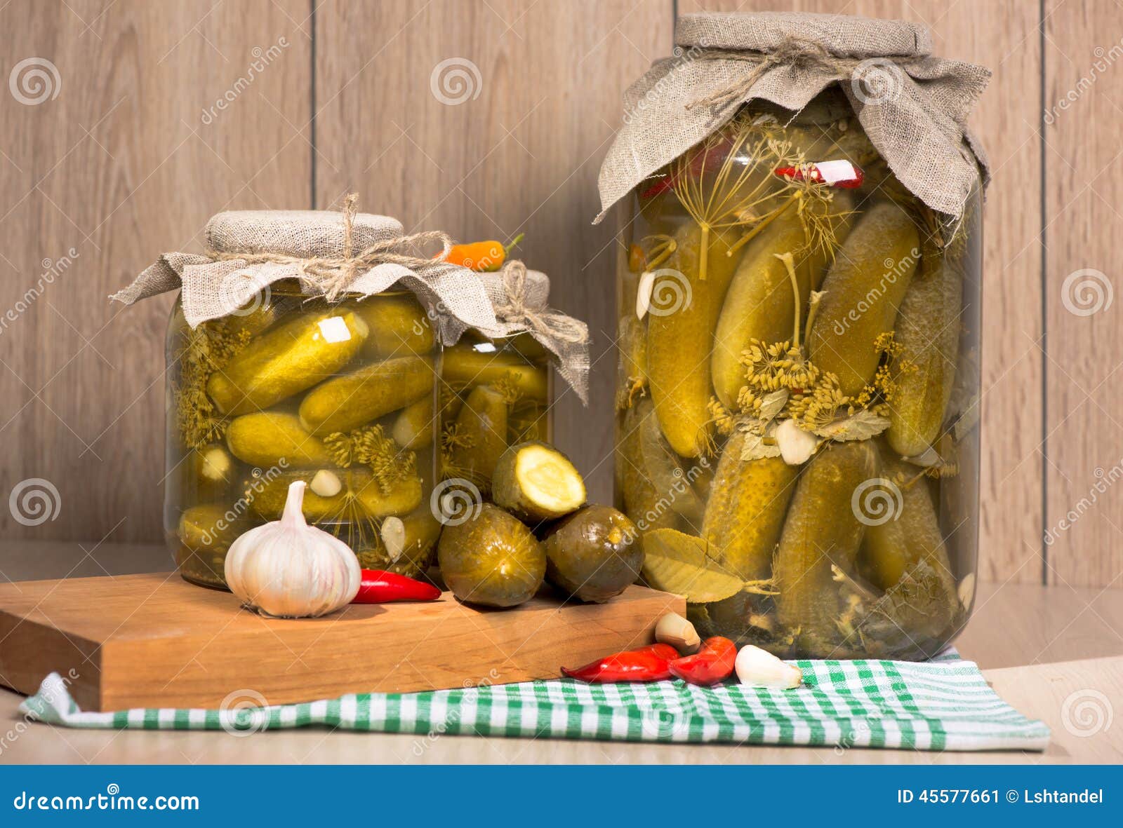 Pickled Gherkins in Glass Jars Stock Image - Image of house, kitchen ...