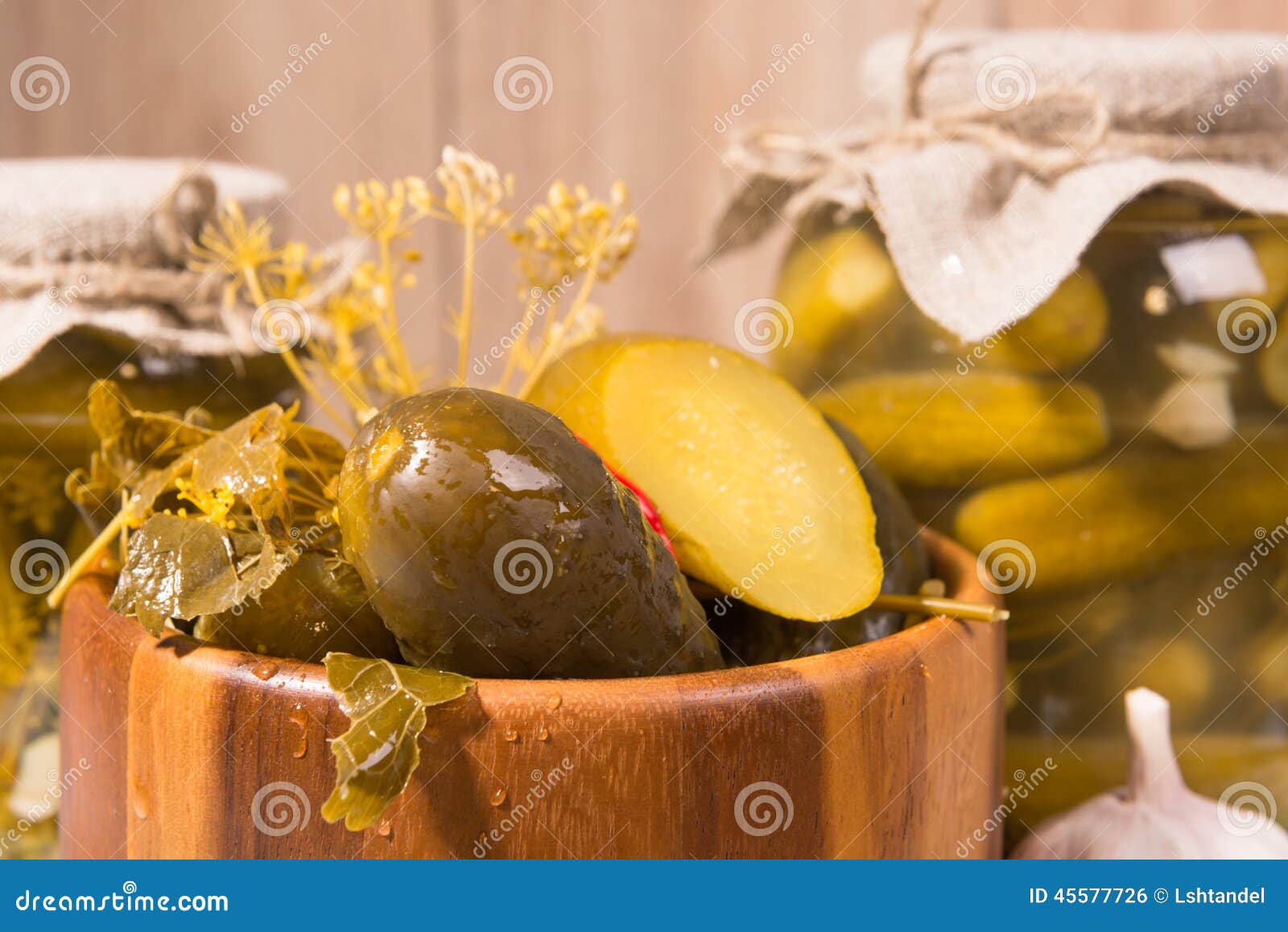 Pickled Gherkins in Glass Jars Stock Photo - Image of preserved ...