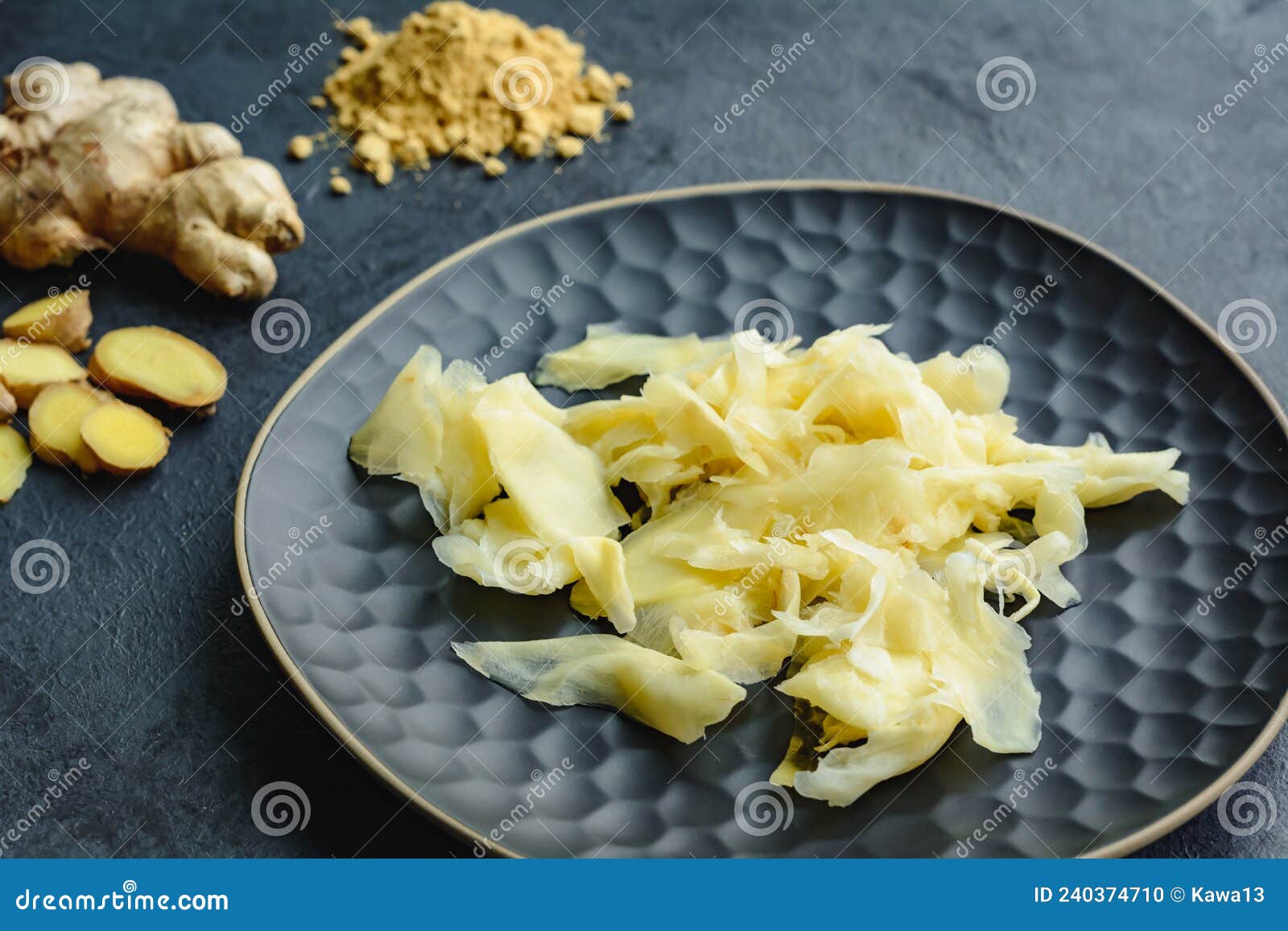 Pickled Ginger, Root, Ginger Powder Stock Photo - Image of dark ...