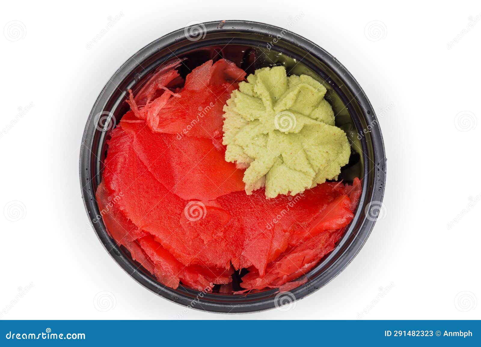 Pickled Ginger and Wasabi Sauce in Small Container, Top View Stock ...