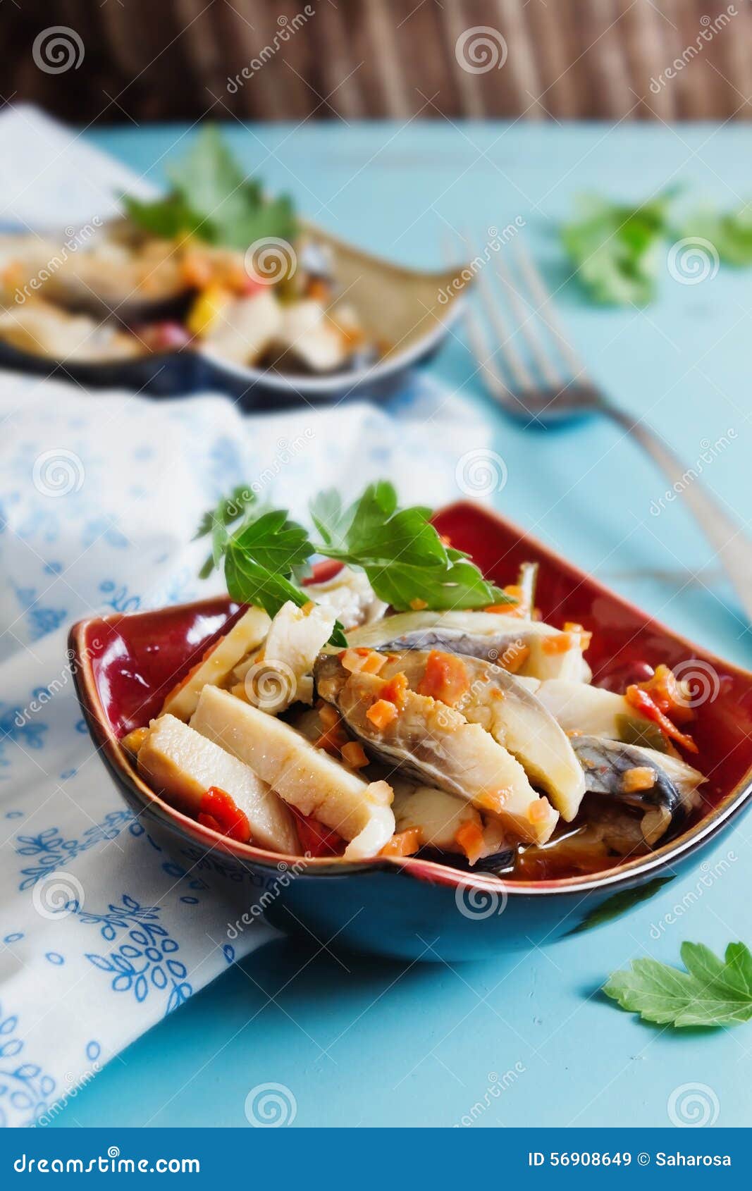 Pickled herring stock image. Image of seafood, green - 56908649