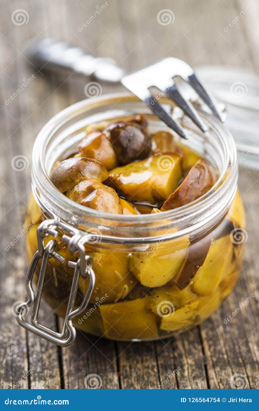 Pickled Mushrooms. Marinated Boletus. Stock Photo - Image of brown ...