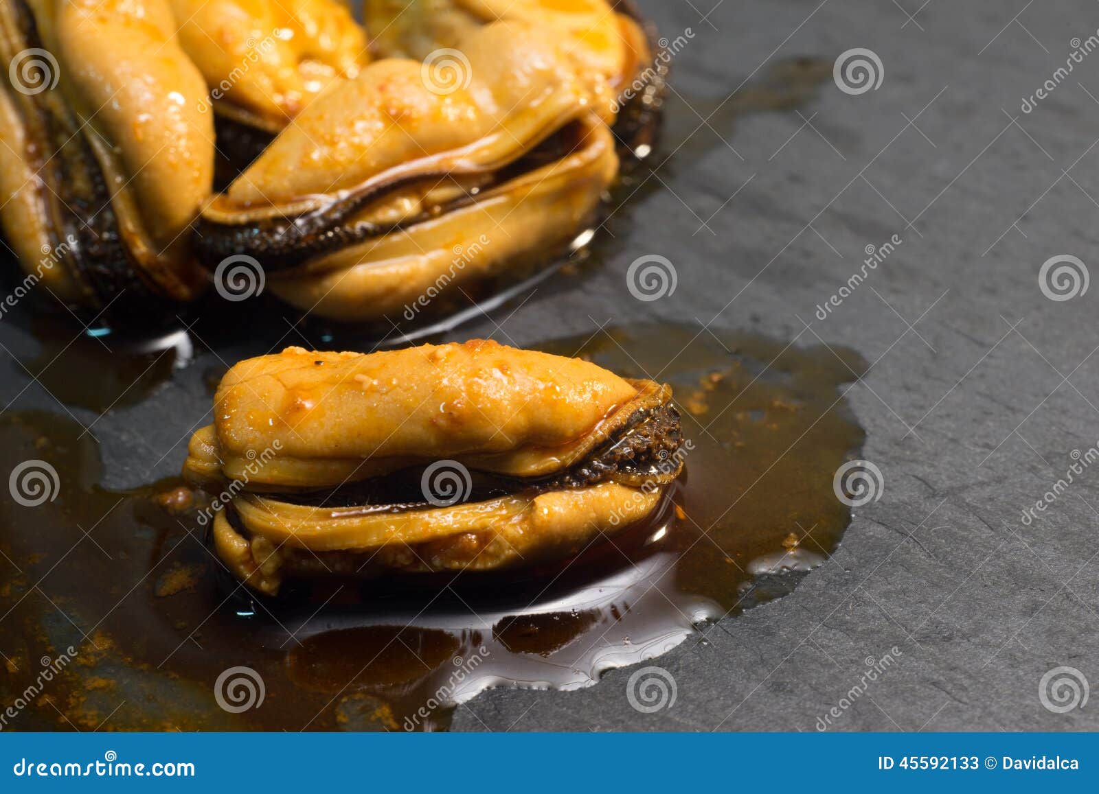 Pickled mussels detail stock image. Image of pickled - 45592133