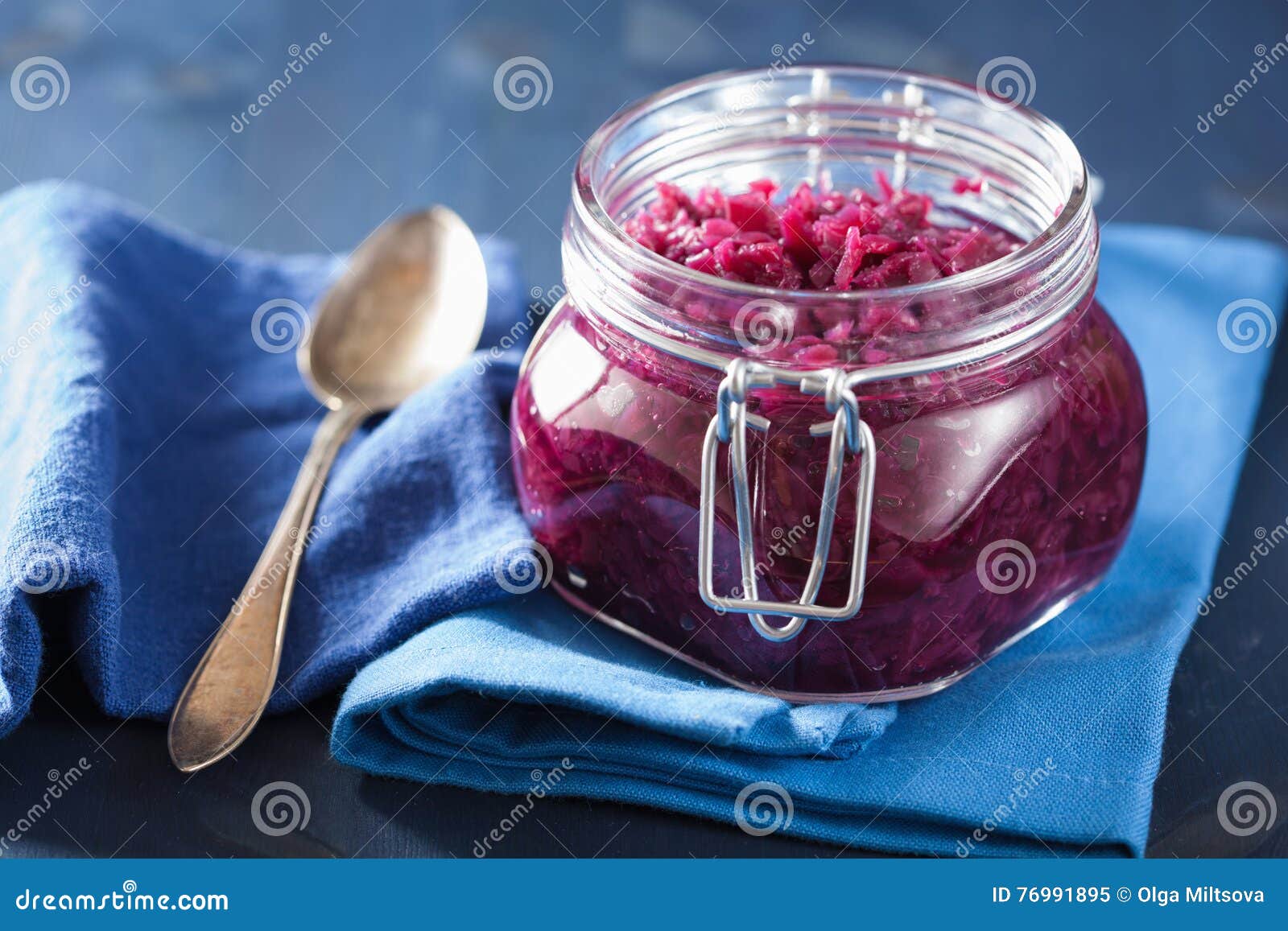 Pickled Red Cabbage in Glass Jar Stock Image - Image of healthy ...
