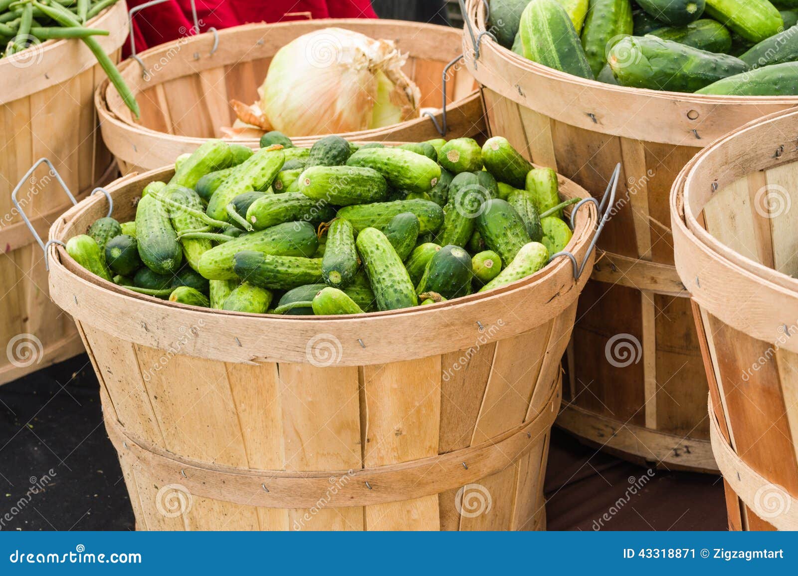Pickles in a Basket on Display Stock Image - Image of dieting, cucumber ...