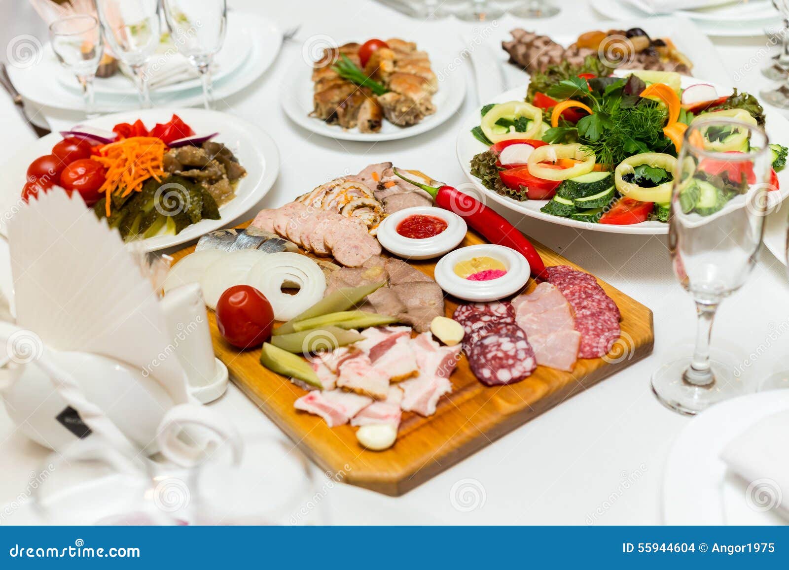 Pickles and Cold Cuts at the Banquet Table Stock Photo - Image of ...