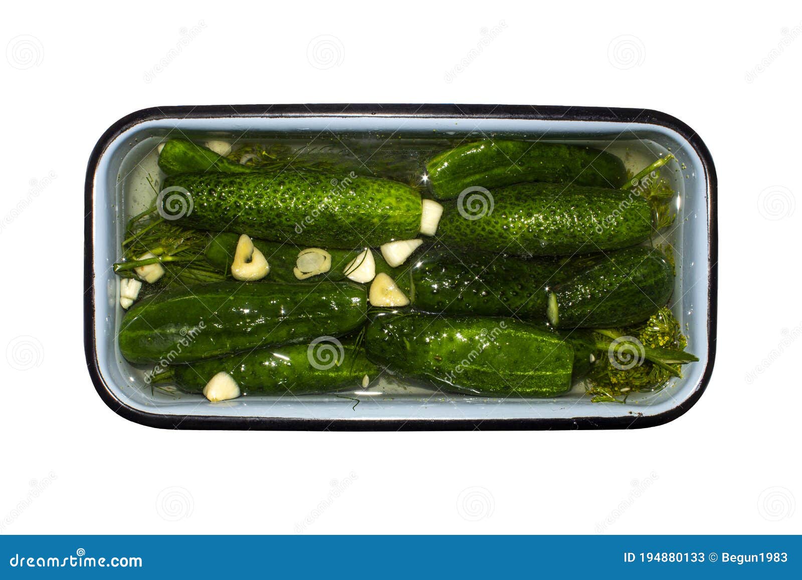 Pickles in a Container on a White Background. Stock Image - Image of ...