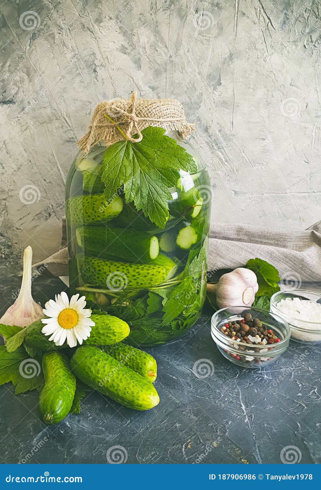 Pickles in a Jar on a Concrete Background Stock Photo - Image of juicy ...