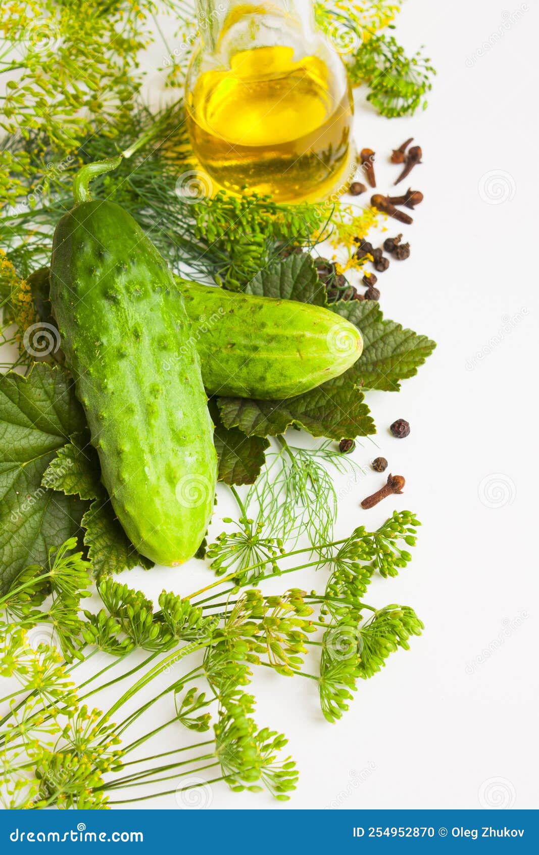 Pickling Cucumbers and Spices Stock Photo - Image of pepper, onion ...