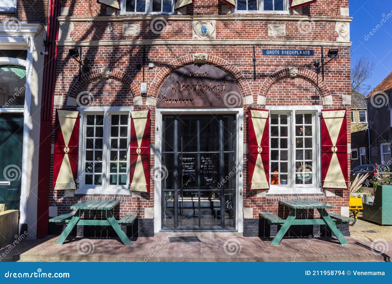 Picknick Tables at a Restaurant in Harlingen Editorial Stock Image ...