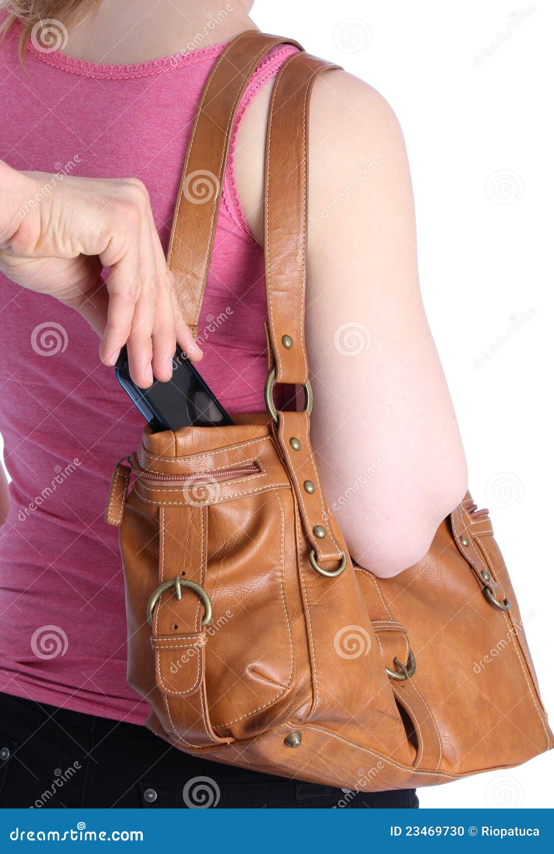 Pickpocketing a Mobile Out of a Handbag Stock Photo - Image of pull ...