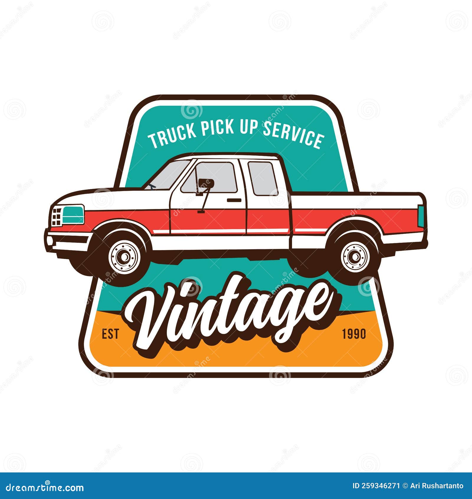 Vintage Pickup Truck Vector Illustration Logo Design Stock Vector ...