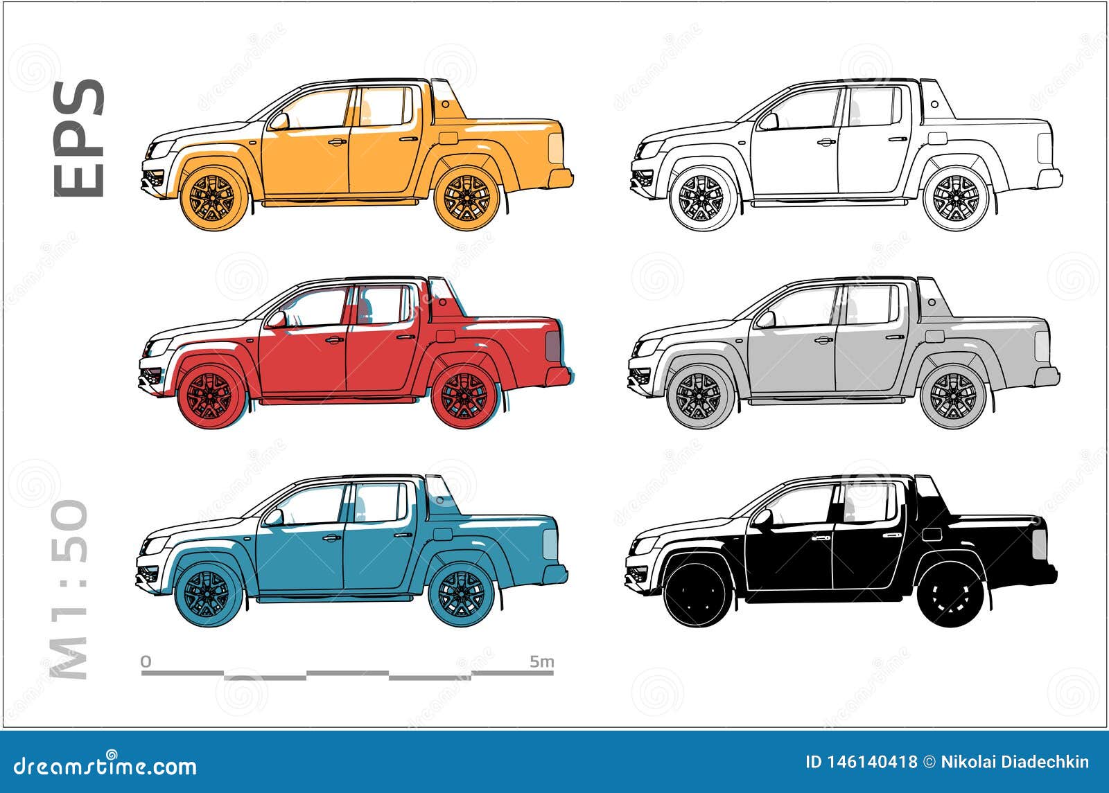 Pickup Cuv Car Vector Icons Set for Architectural Drawing and ...