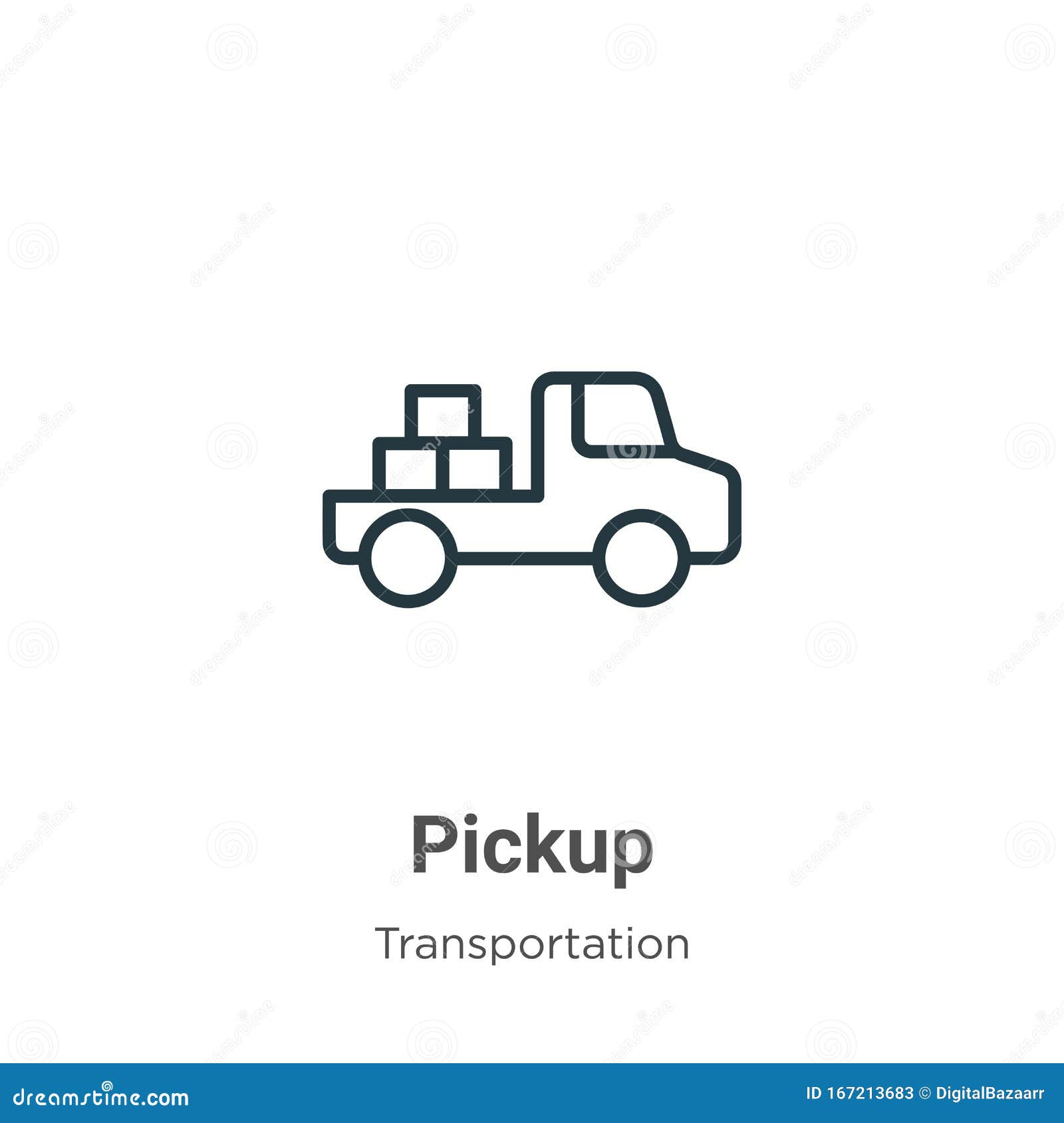 Pickup Outline Vector Icon. Thin Line Black Pickup Icon, Flat Vector ...
