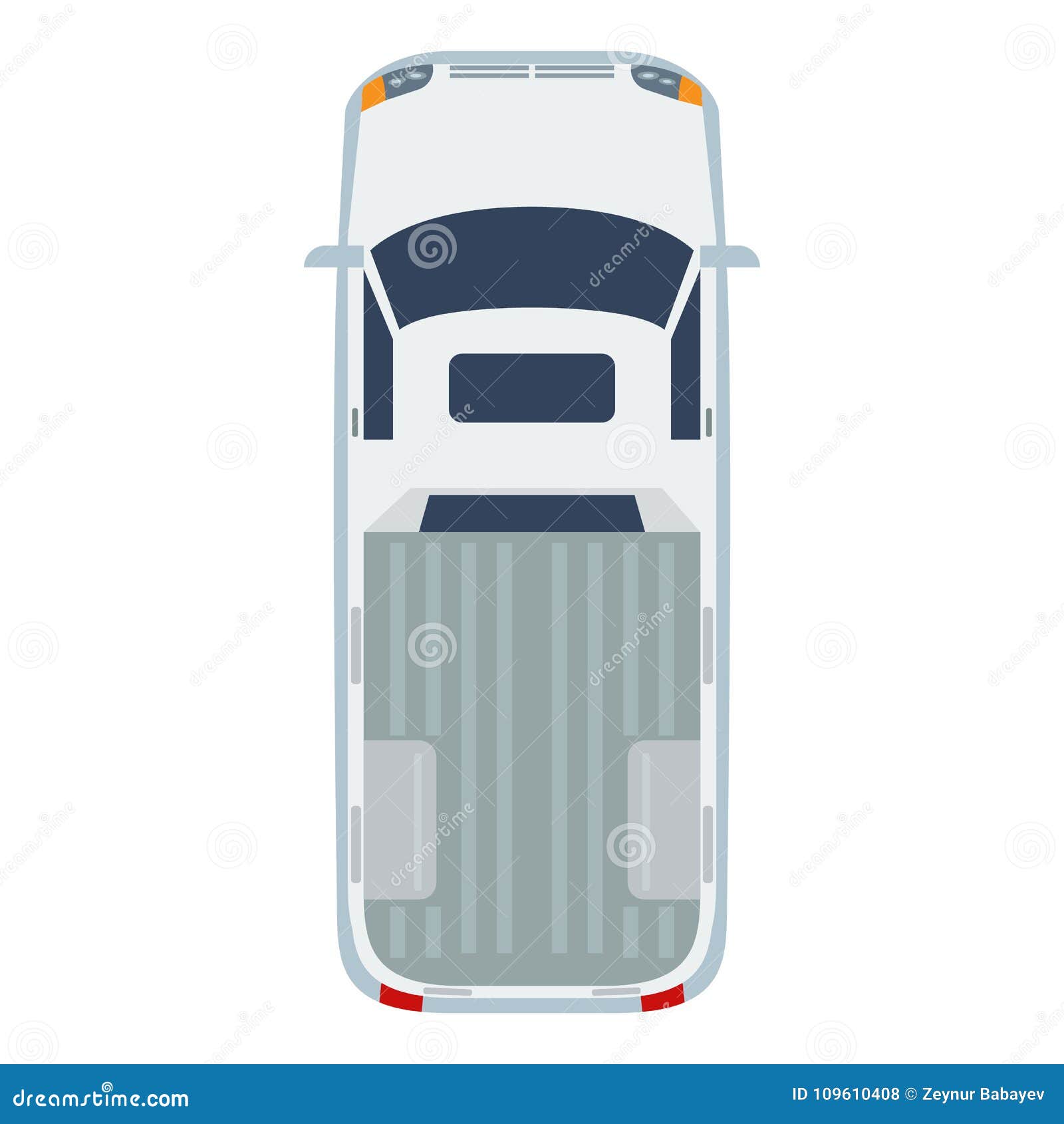 Pickup Top View with Flat and Solid Color Design. Vector Commercial ...