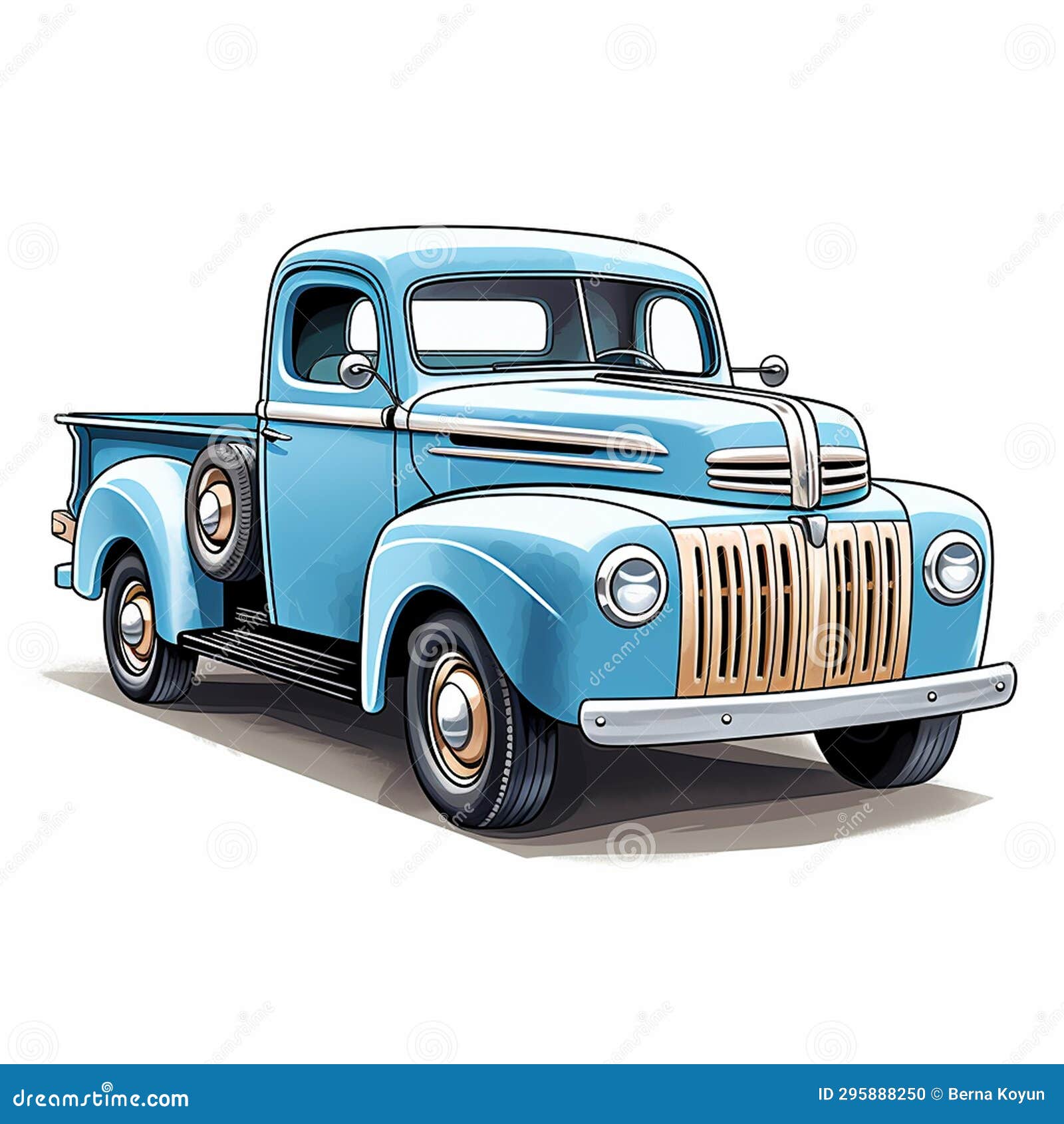 Pickup Truck Drawing with a Realistic Rendering Stock Illustration ...