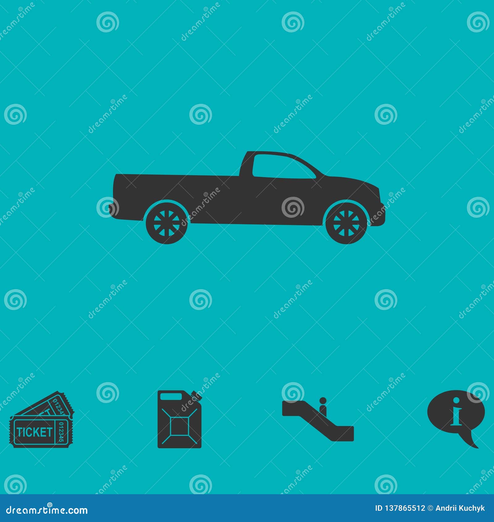 Pickup truck icon flat stock vector. Illustration of mini - 137865512