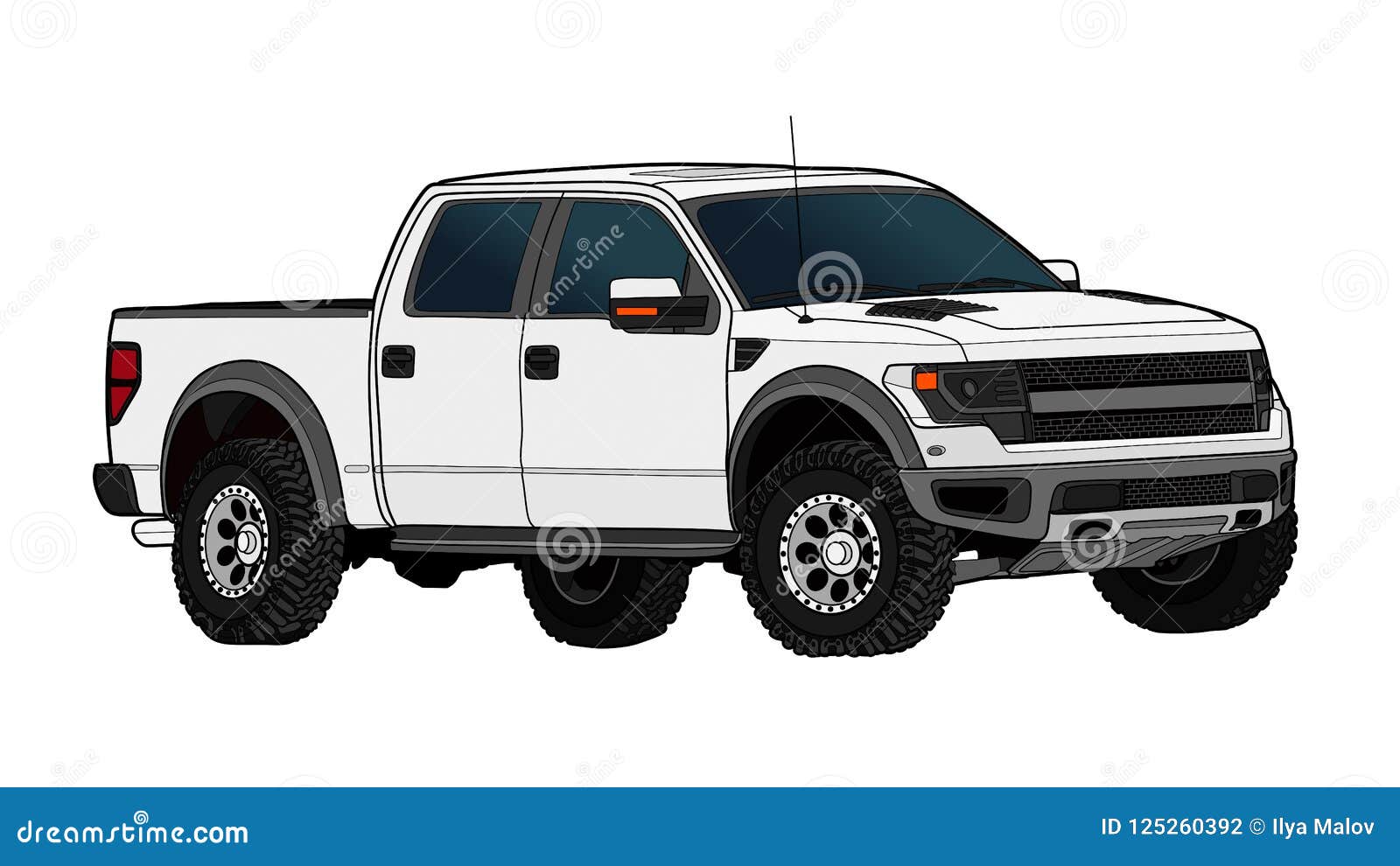 Pickup Truck Vector Template Isolated on White Stock Vector ...