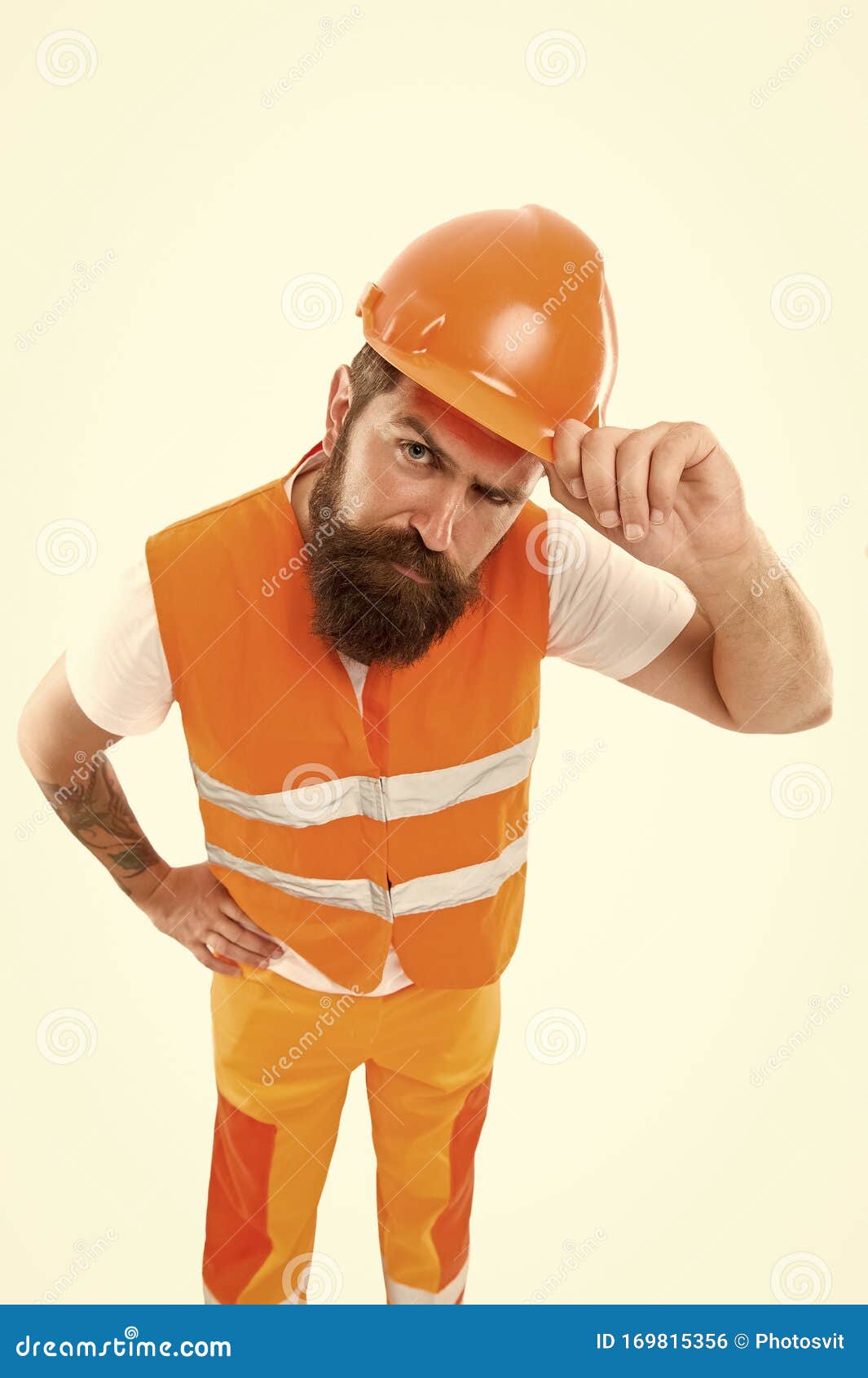 Oil Inspector In Protective Overalls And Orange Helmet Making Notes ...