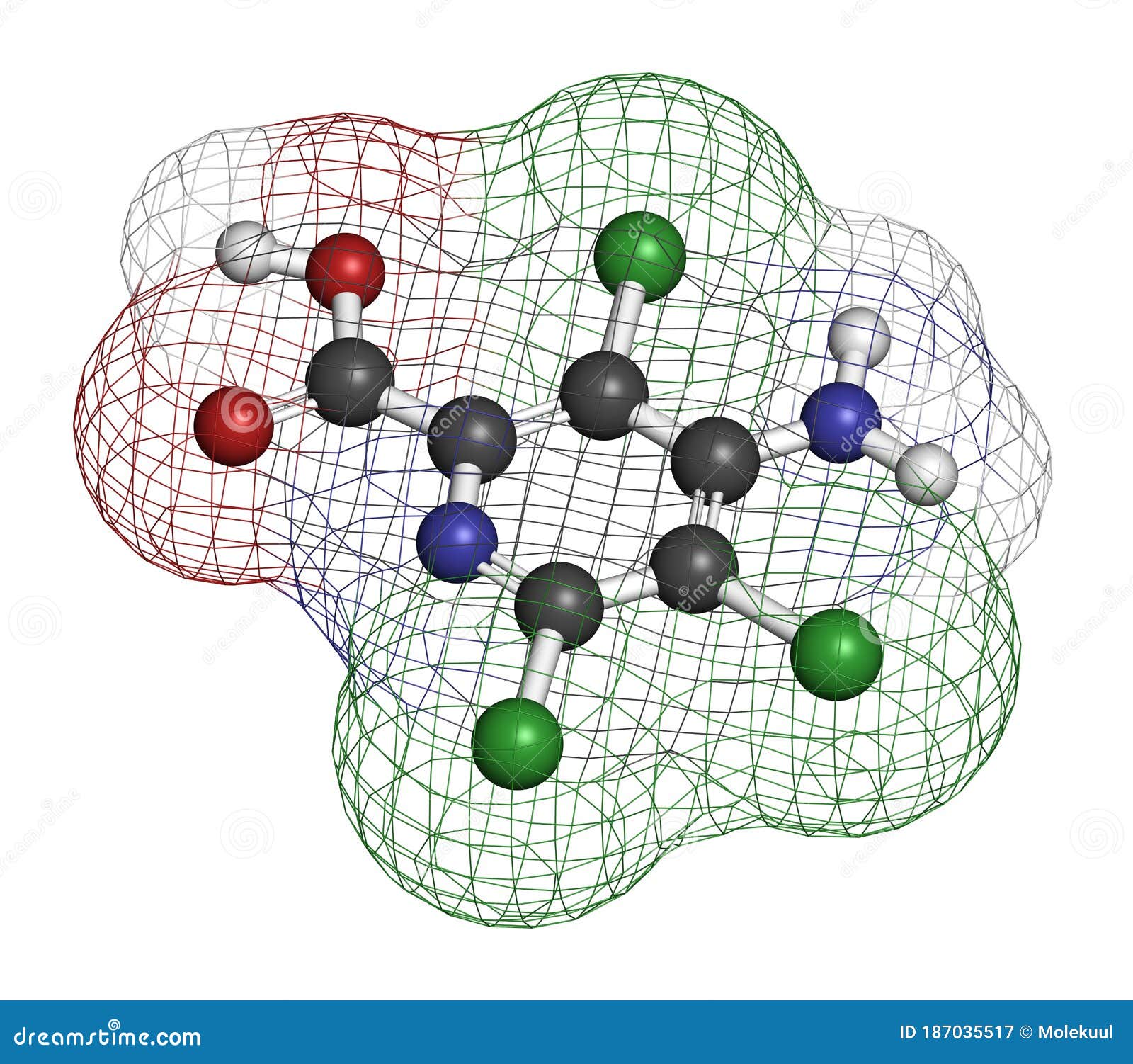 Picloram Herbicide Molecule. Atoms are Represented As Spheres with ...
