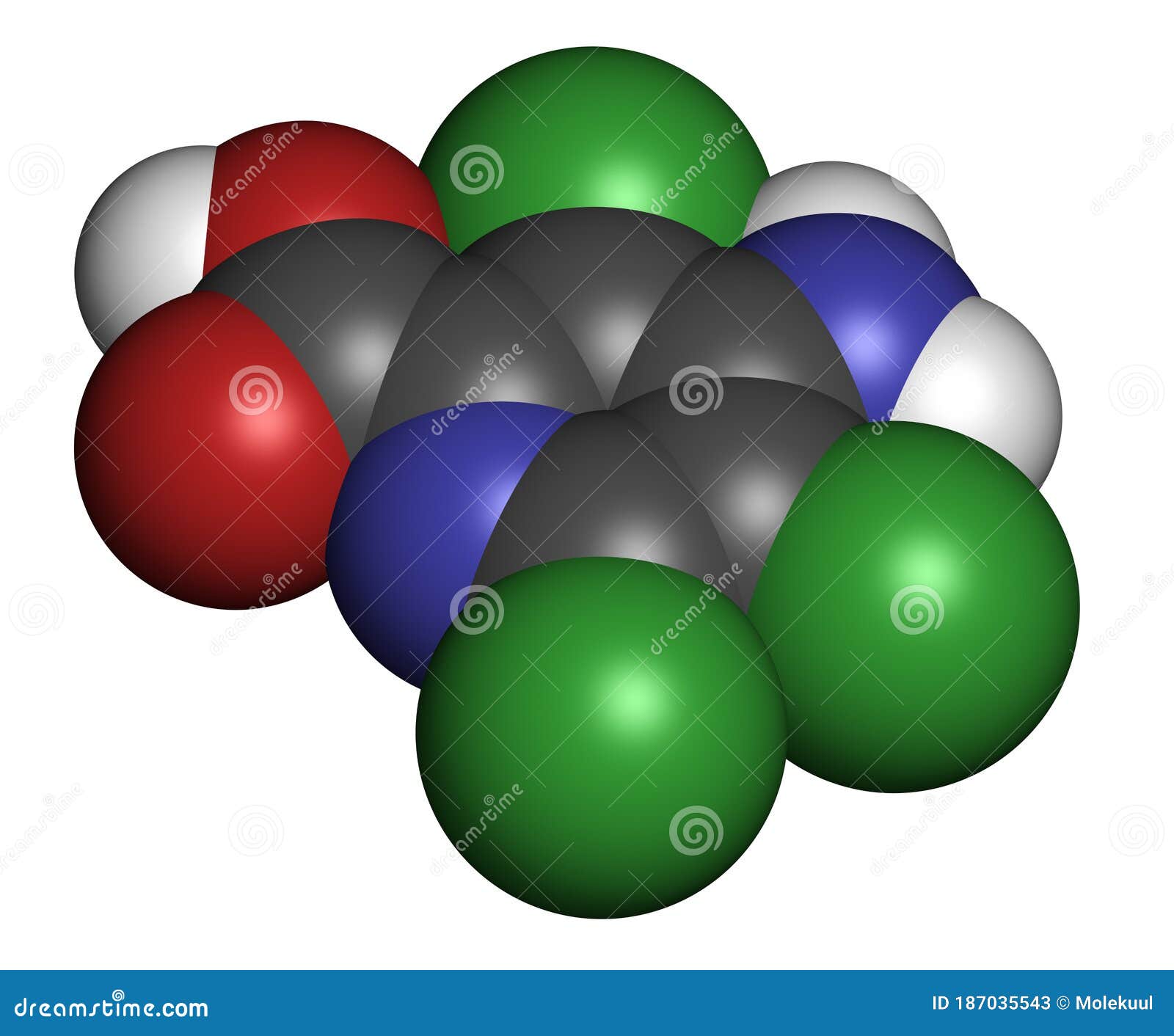 Picloram Herbicide Molecule. Atoms are Represented As Spheres with ...