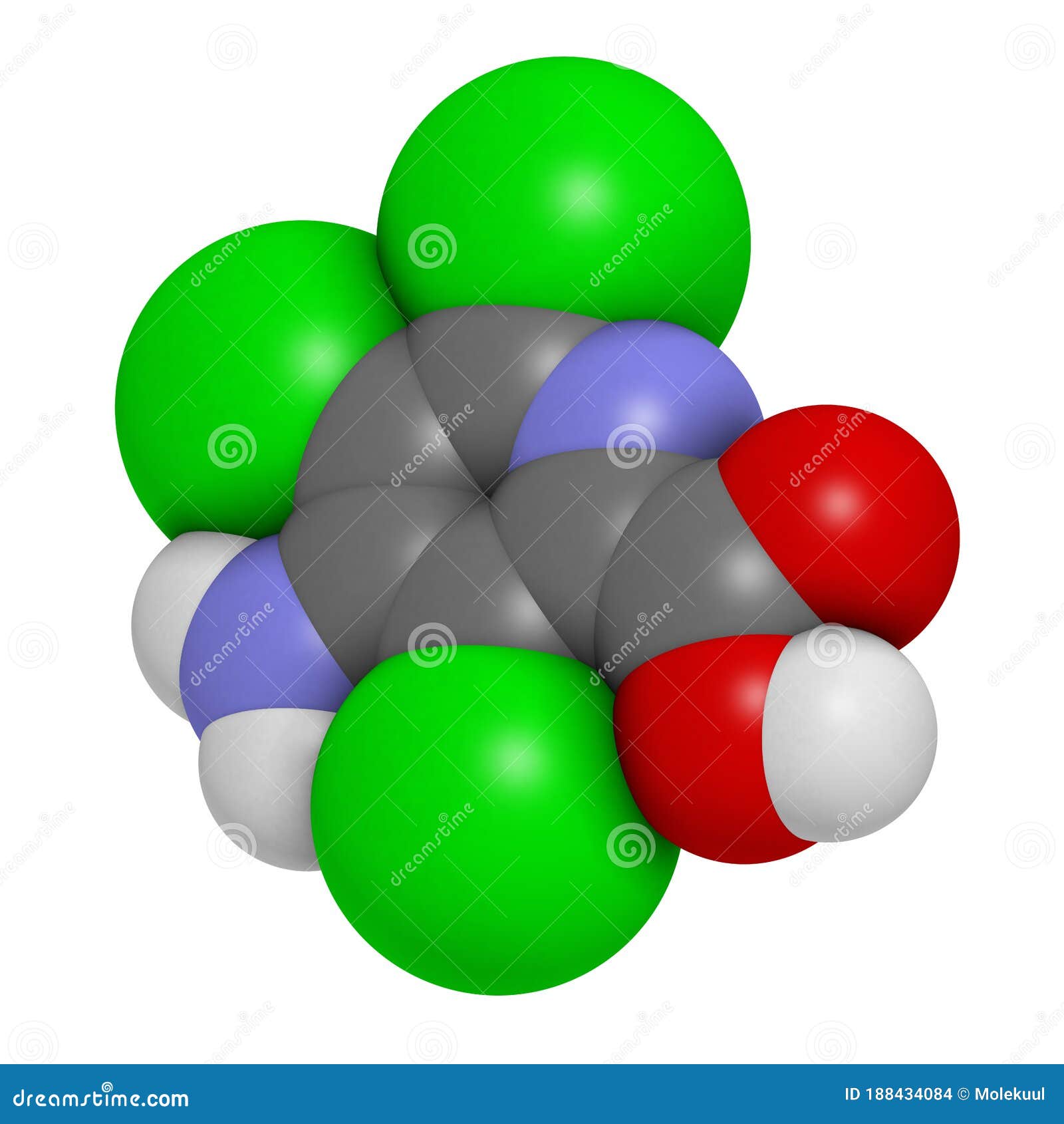 Picloram Herbicide Molecule. Atoms are Represented As Spheres with ...