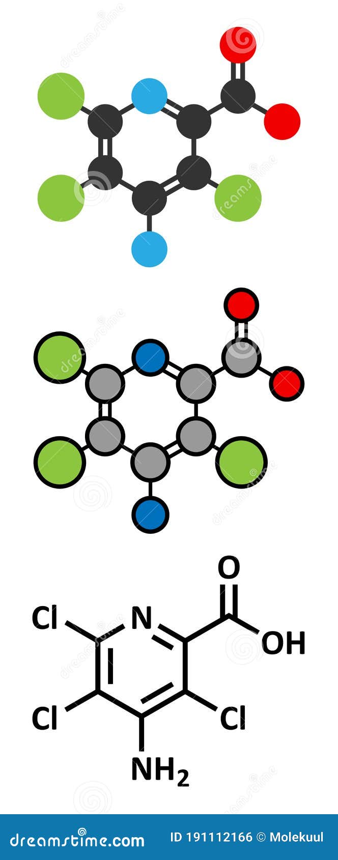 Picloram Herbicide Molecule Stock Vector - Illustration of bond ...