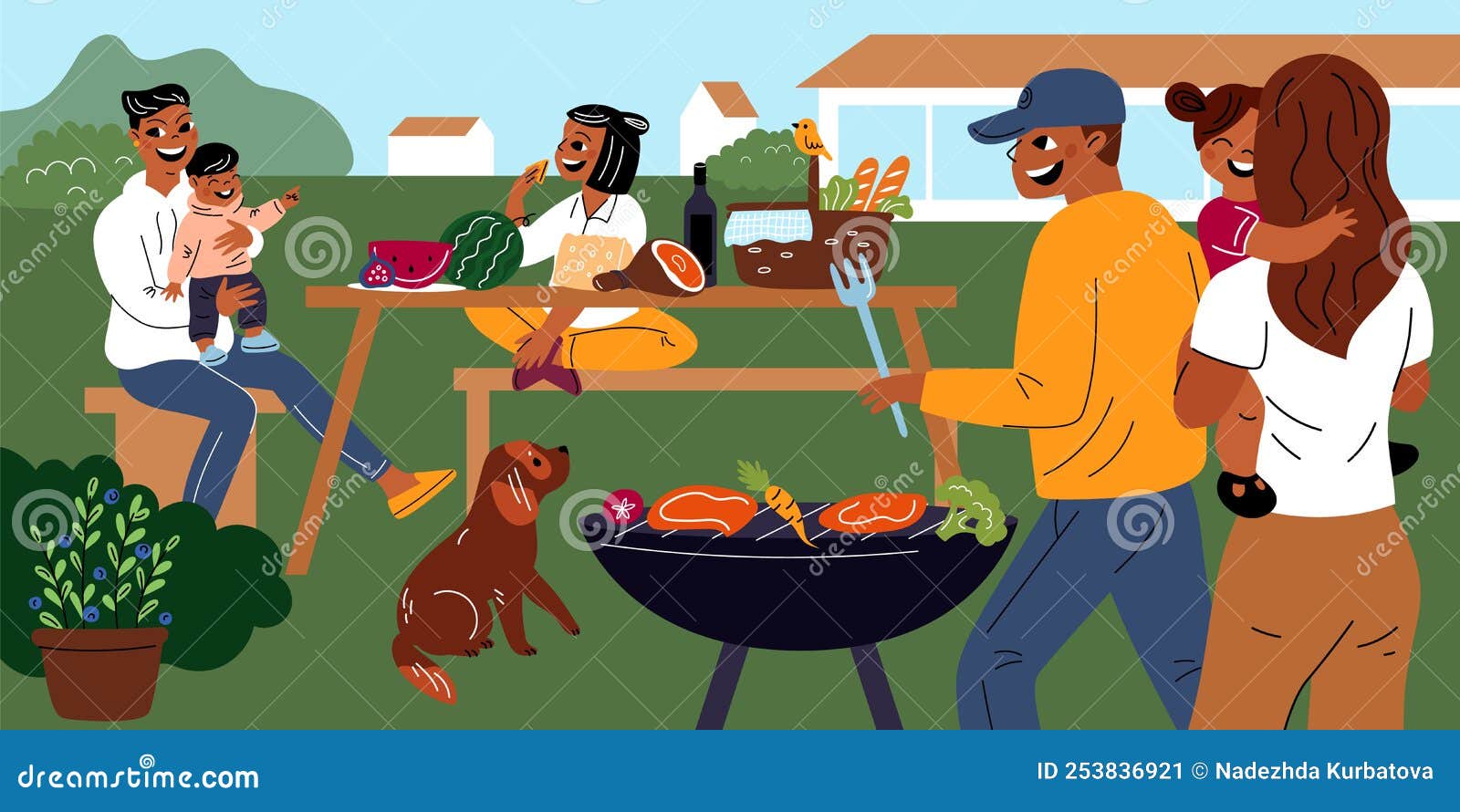Neighbors Party Cartoon Illustration 110442242