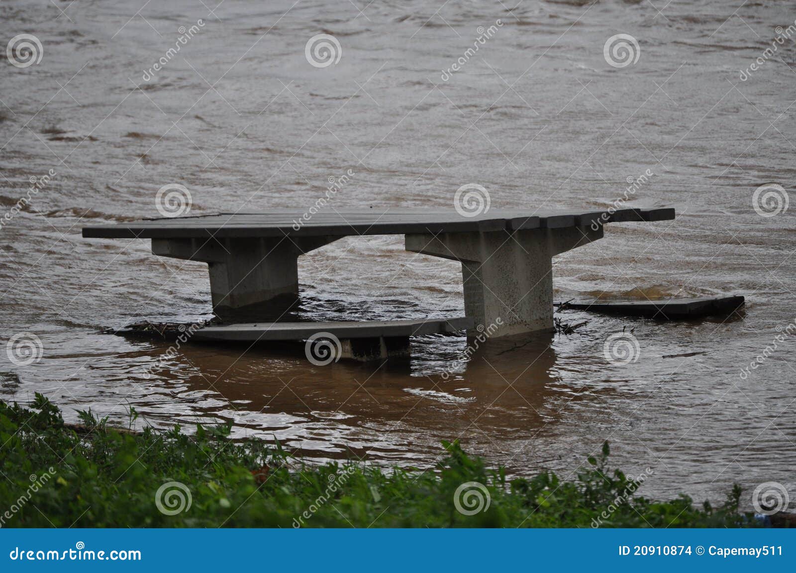 Picnic Bench in Flood Waters Editorial Stock Image - Image of ...
