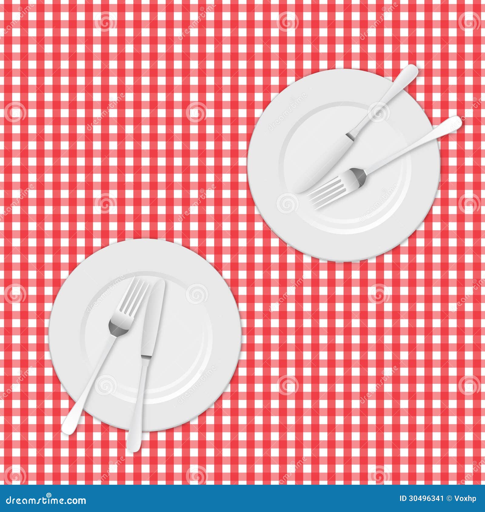 Picnic cloth and plates stock vector. Illustration of vector - 30496341