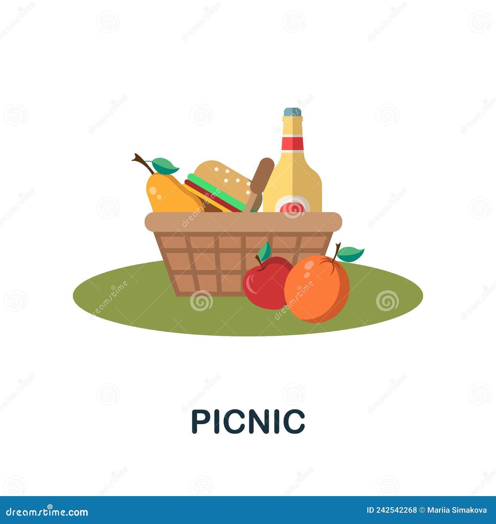 Picnic Flat Icon. Colored Element Sign from Nature Collection. Flat ...