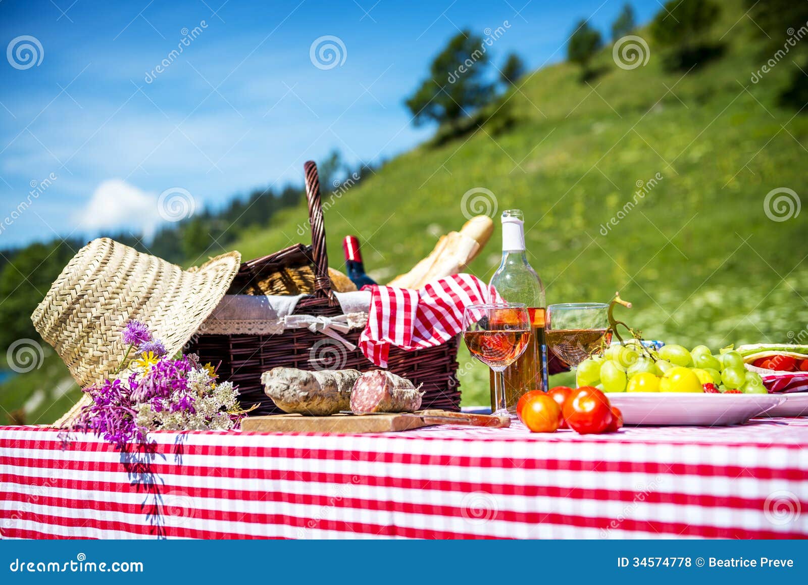 Picnic on the grass stock photo. Image of meadow, outdoor - 34574778