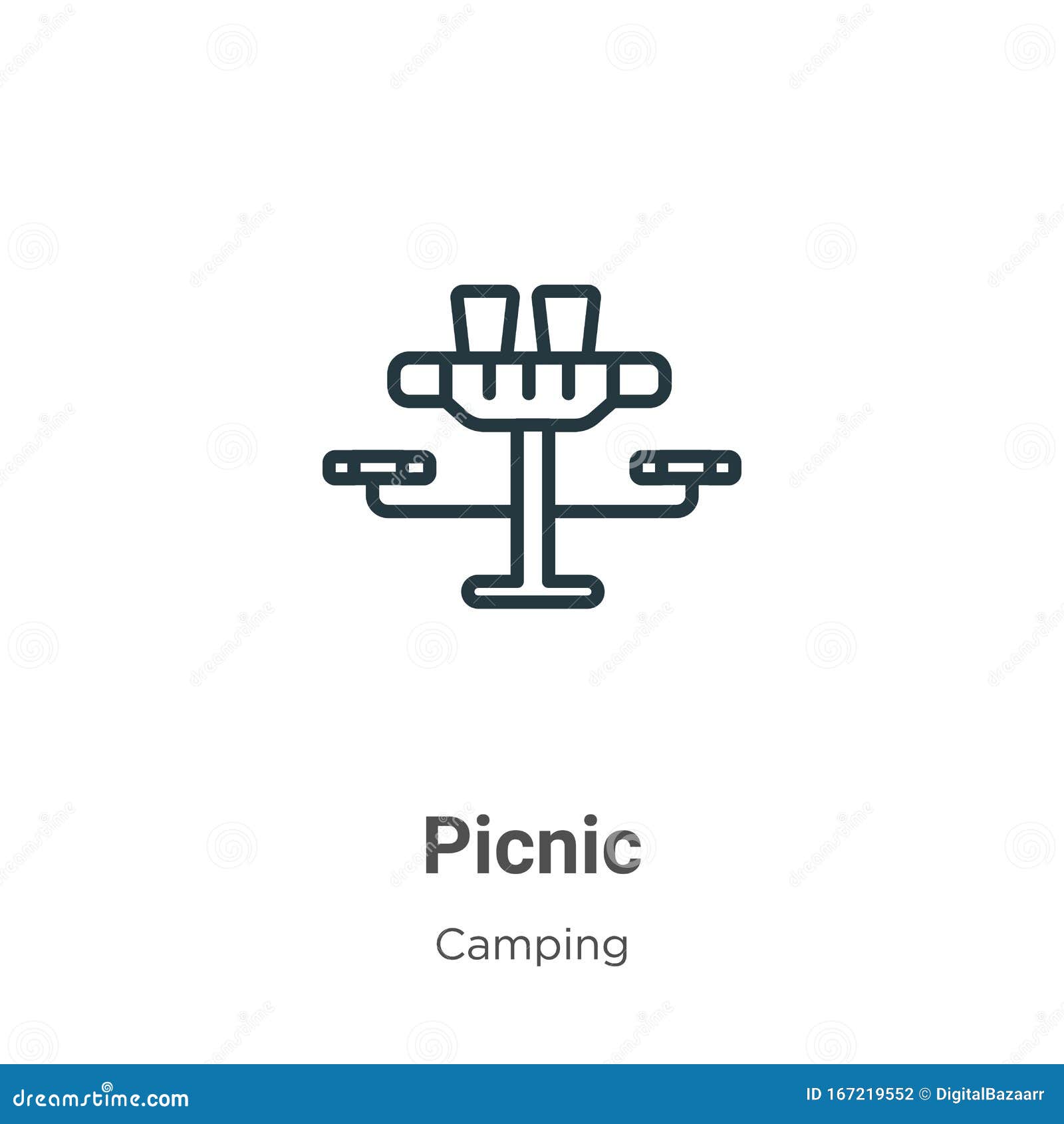Picnic Outline Vector Icon. Thin Line Black Picnic Icon, Flat Vector ...