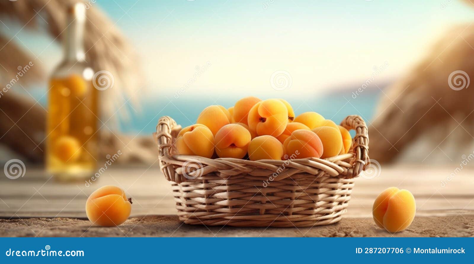 Picnic with Peach on Beach Sand Holiday Background Stock Illustration ...