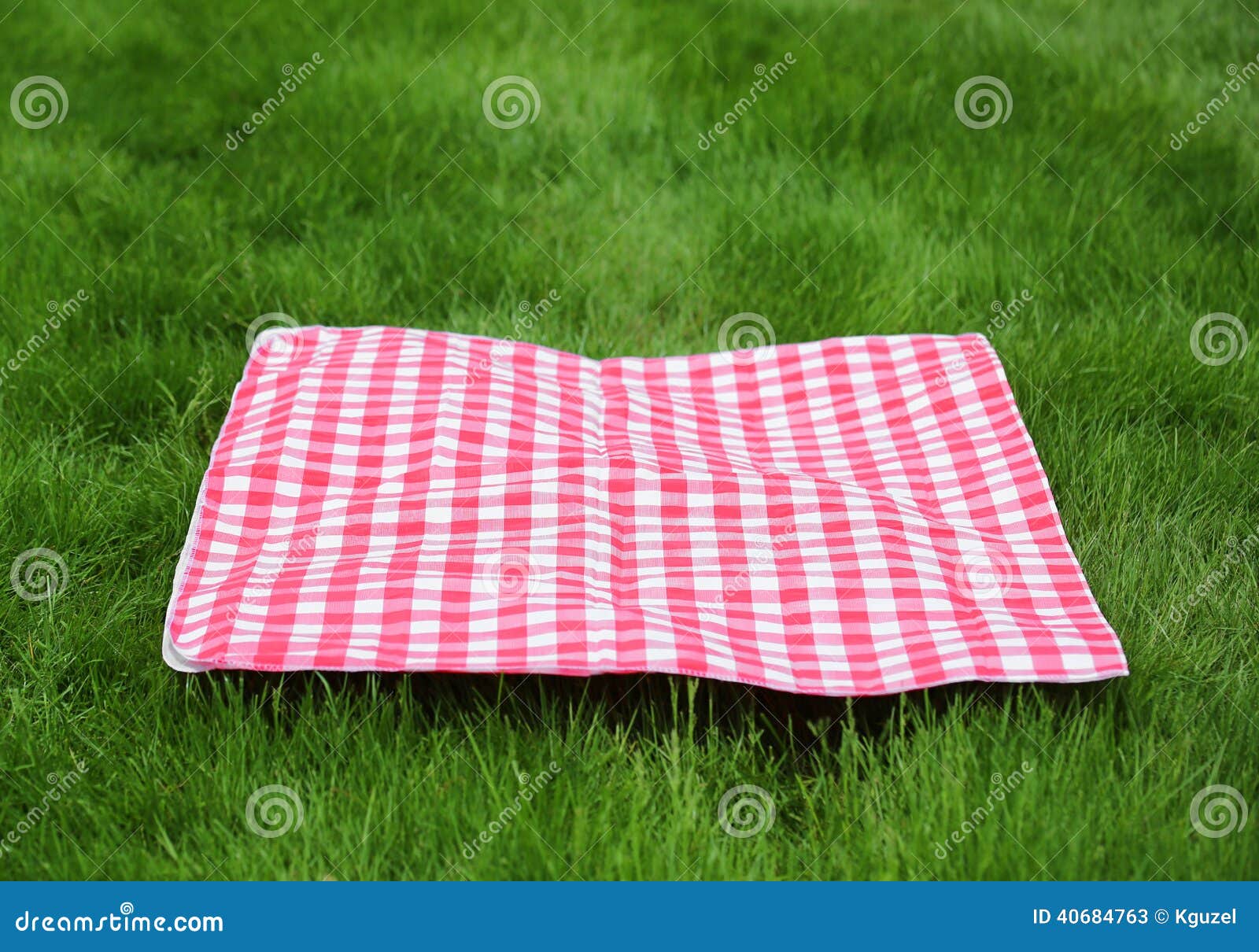 Picnic Retro Tablecloth on Green Grass Stock Image - Image of spring ...
