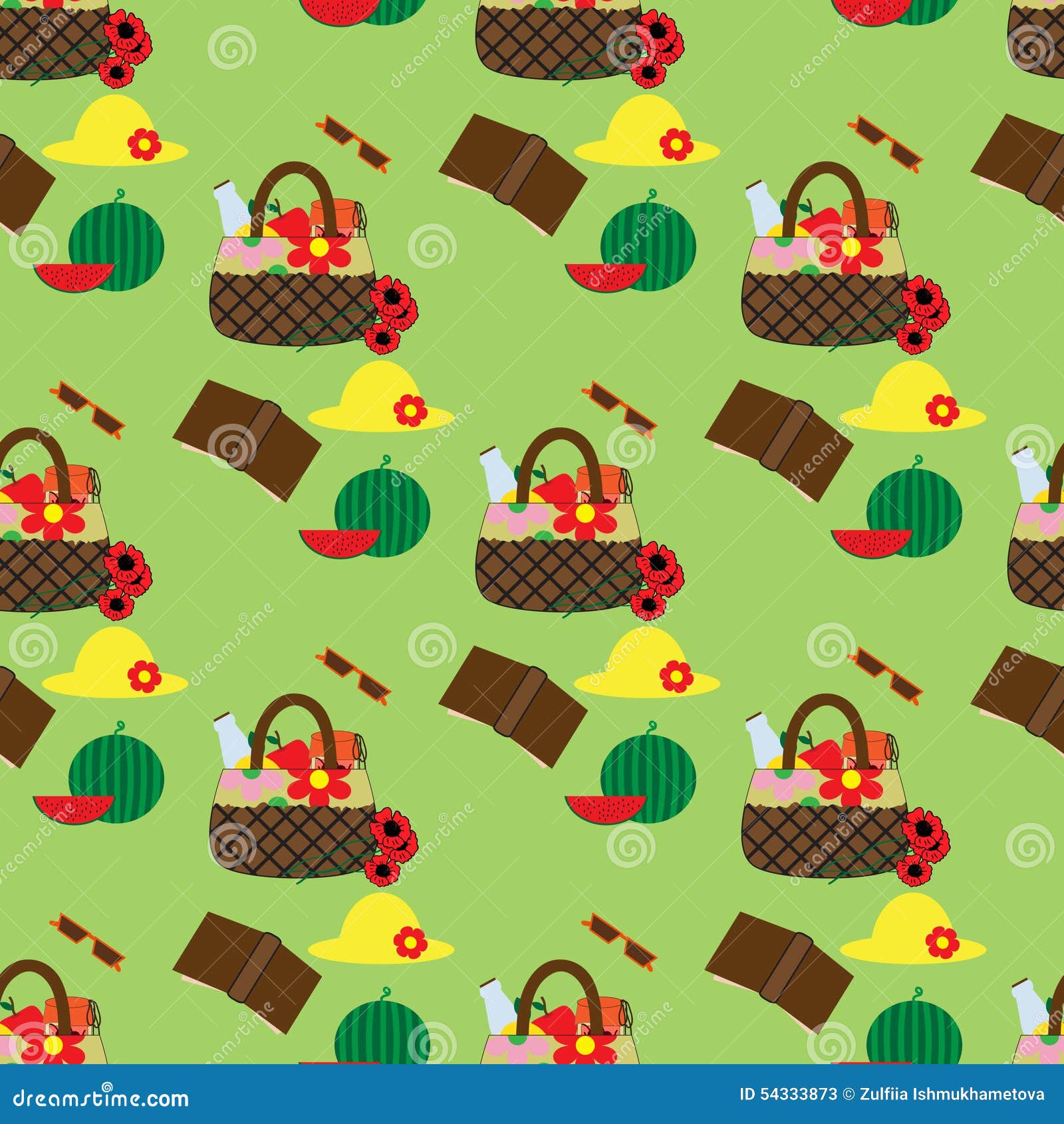 Picnic seamless pattern stock vector. Illustration of insect - 54333873