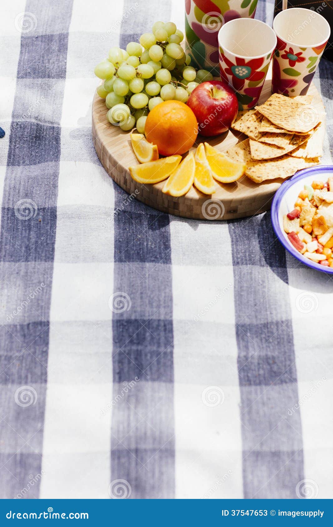 Picnic Setting with Fresh Fruit and Snacks Stock Image - Image of ...