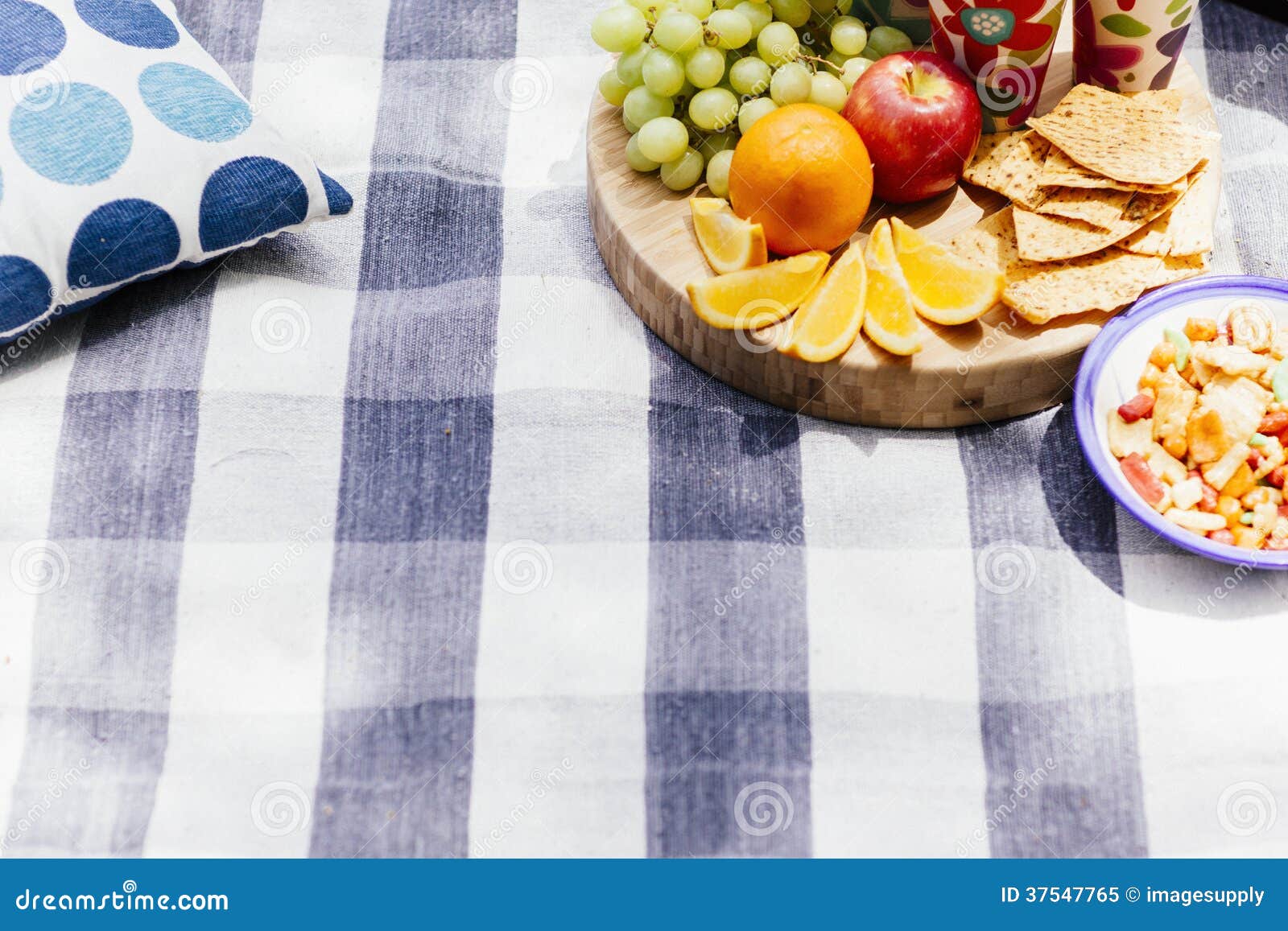 Picnic Setting with Fresh Fruit and Snacks Stock Image - Image of meal ...