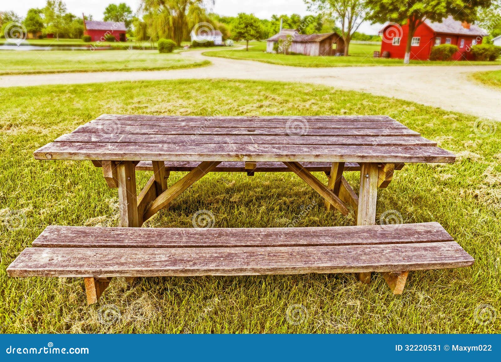 Picnic Table stock image. Image of empty, outside, farm - 32220531