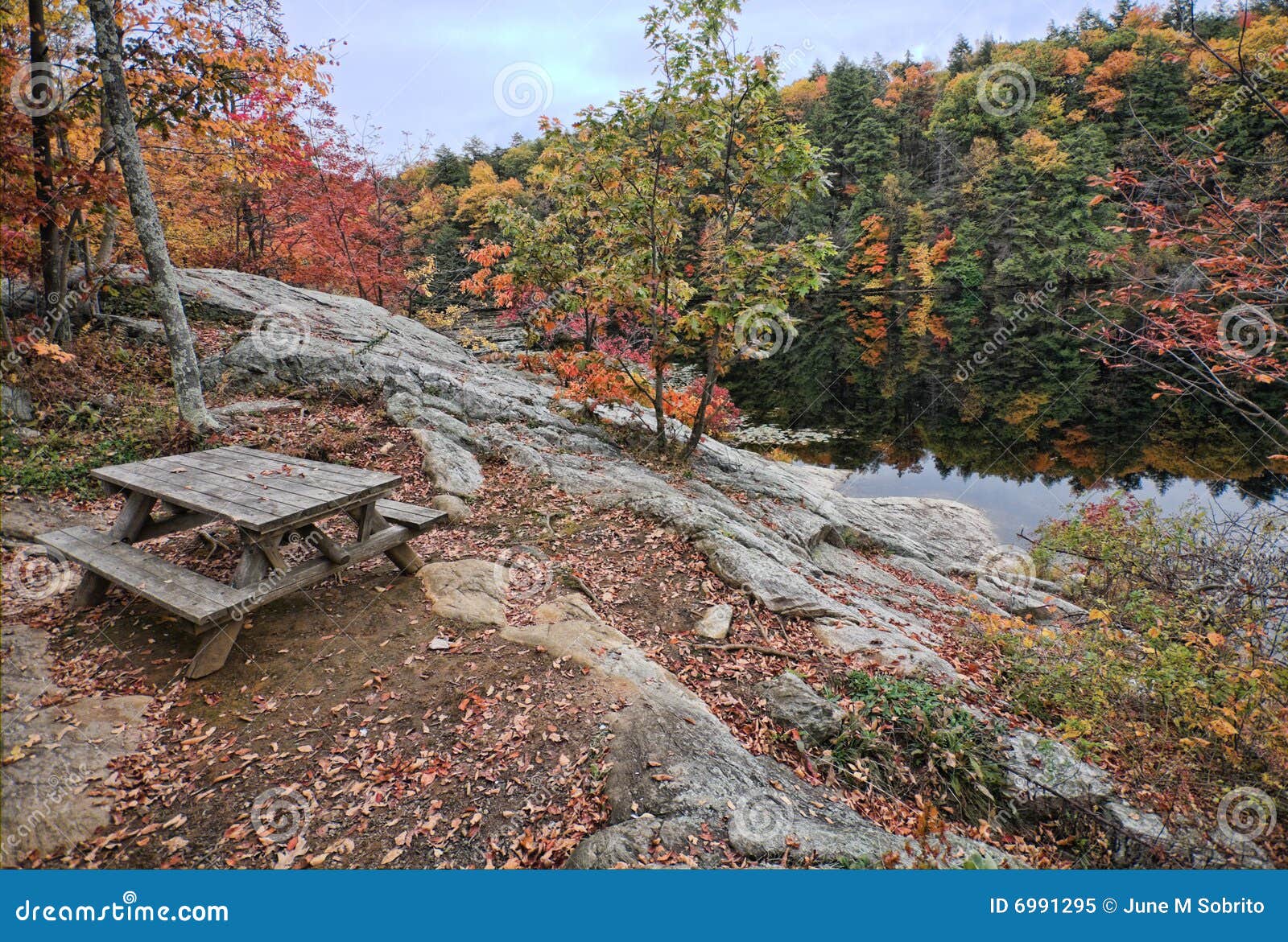 Picnic Table in Fall stock image. Image of vacation, view - 6991295