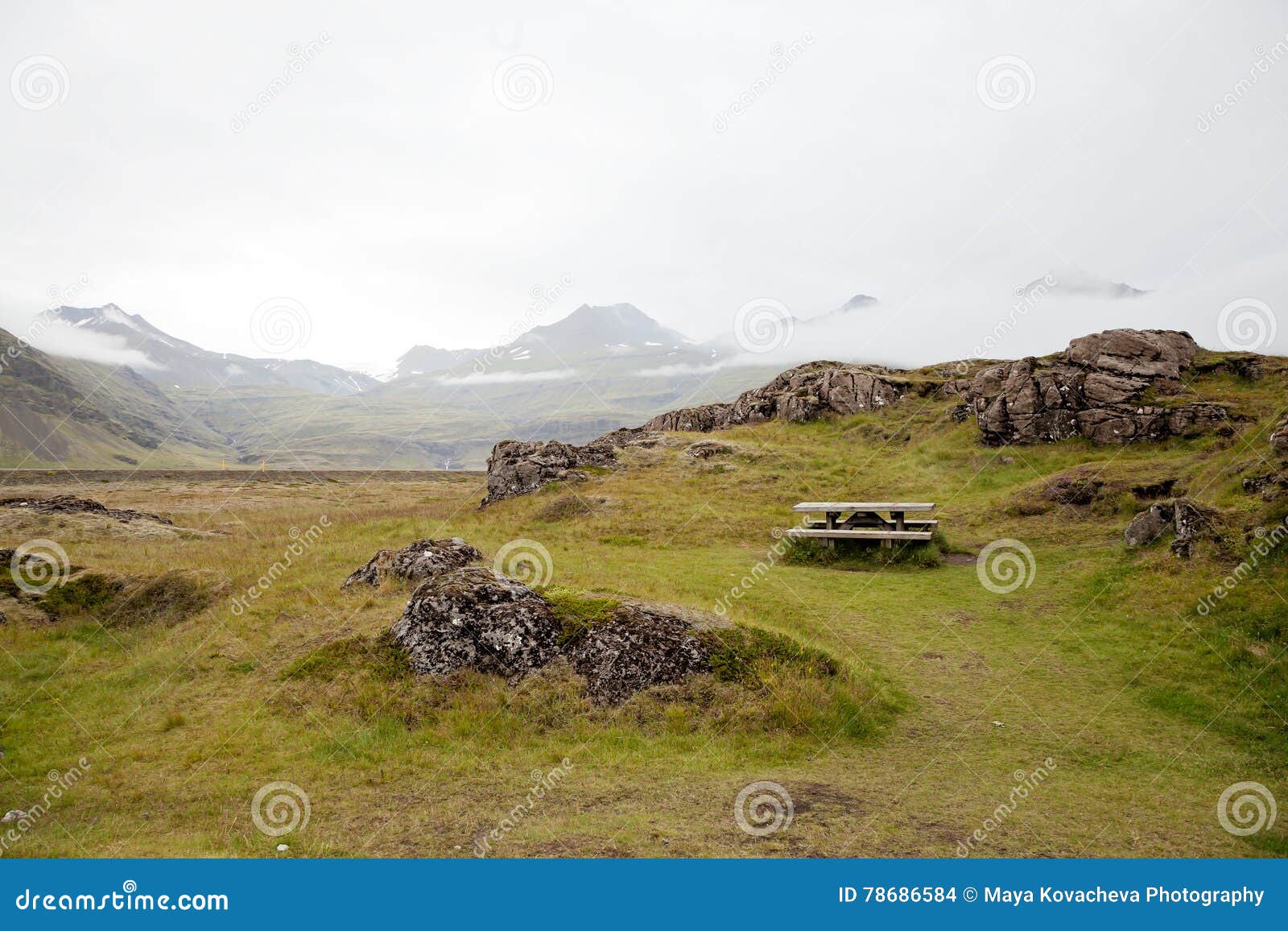 Picnic Table in Iceland in the Summer, No People Stock Photo - Image of ...