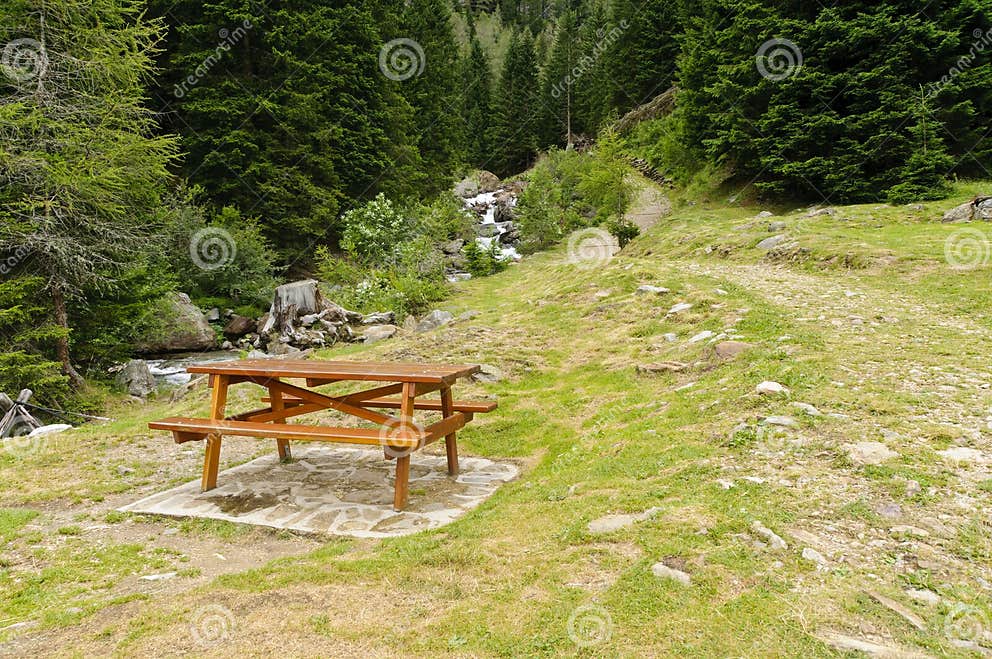 Picnic Table in the Italian Alps Stock Image - Image of alps, outside ...