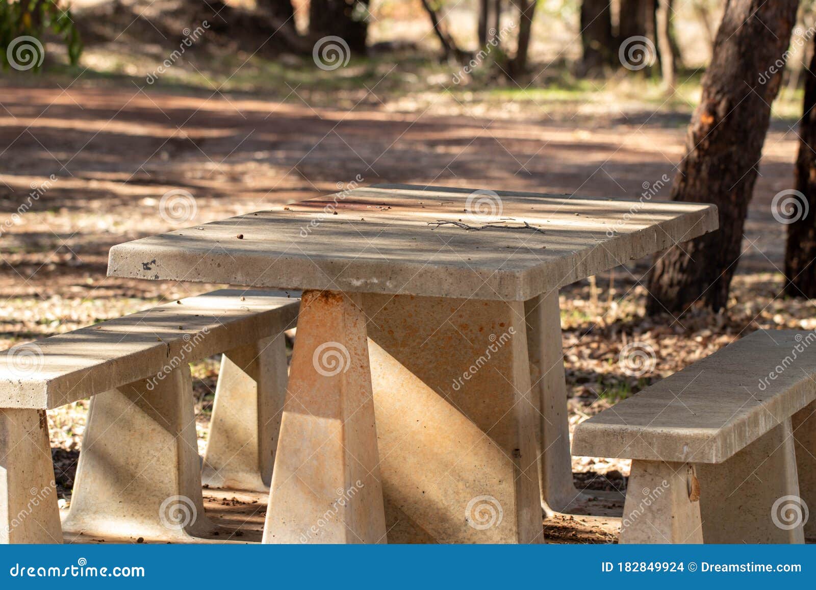 Picnic Table at Nature Reserve Stock Photo - Image of seat, trees ...