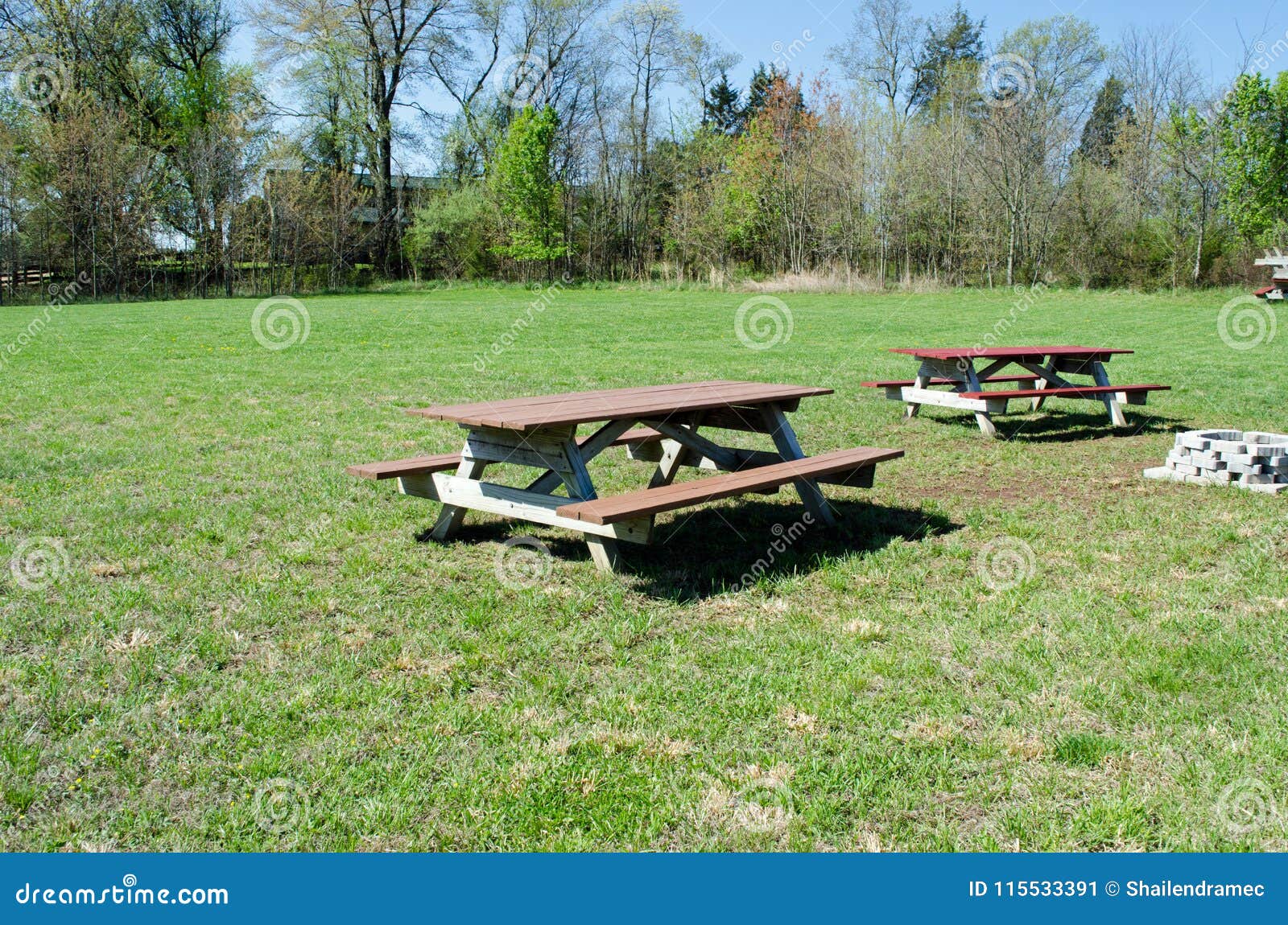 Picnic table in park stock image. Image of summer, table - 115533391